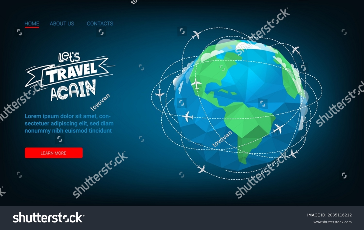 Lets Travel Again Vector Banner Template Stock Vector (Royalty Free ...