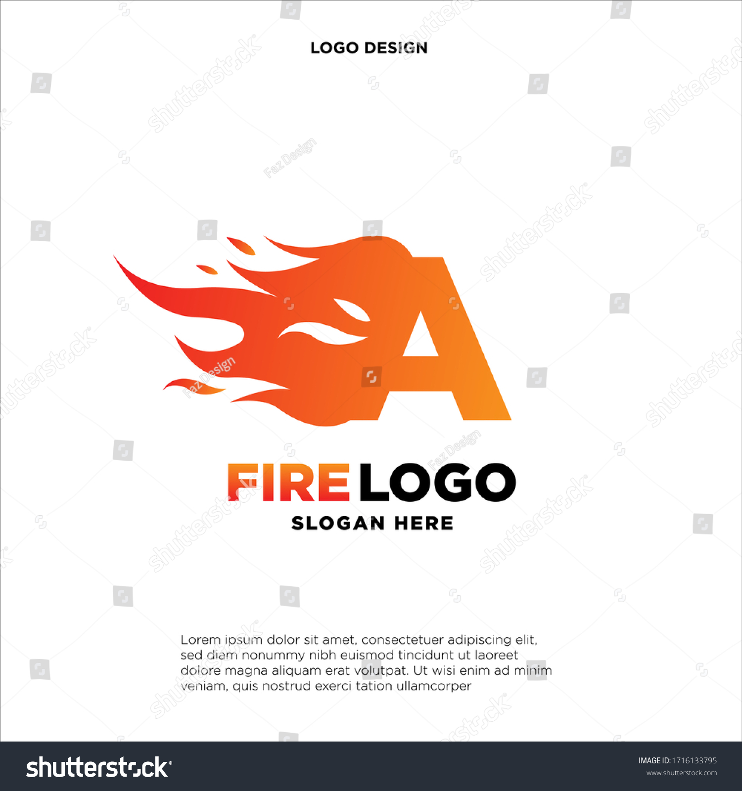 Letter Fire Logo Design Element Stock Vector (Royalty Free) 1716133795