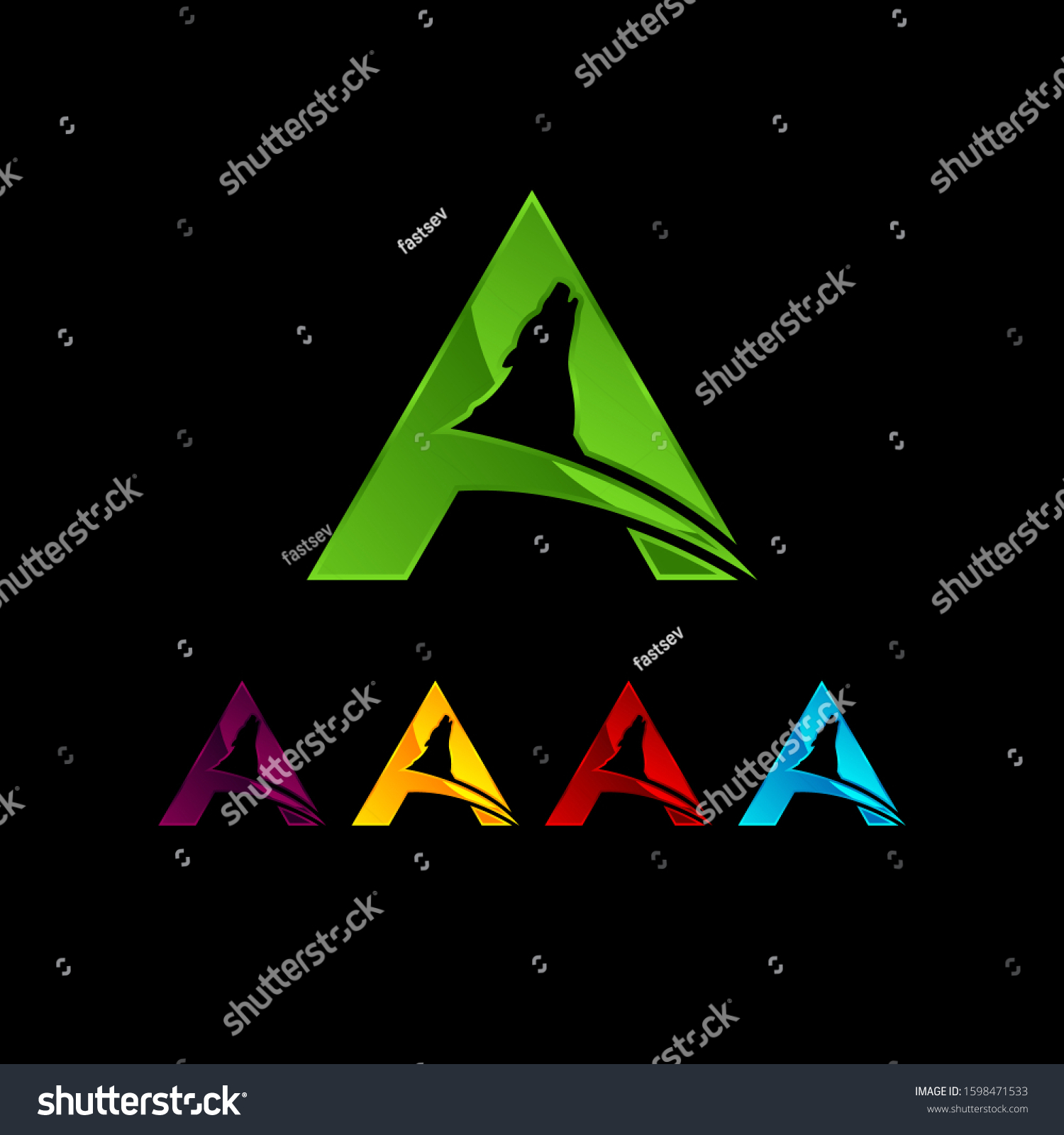 Letter Wolf Logo Design Vector Set: vector de stock (libre de regalías ...