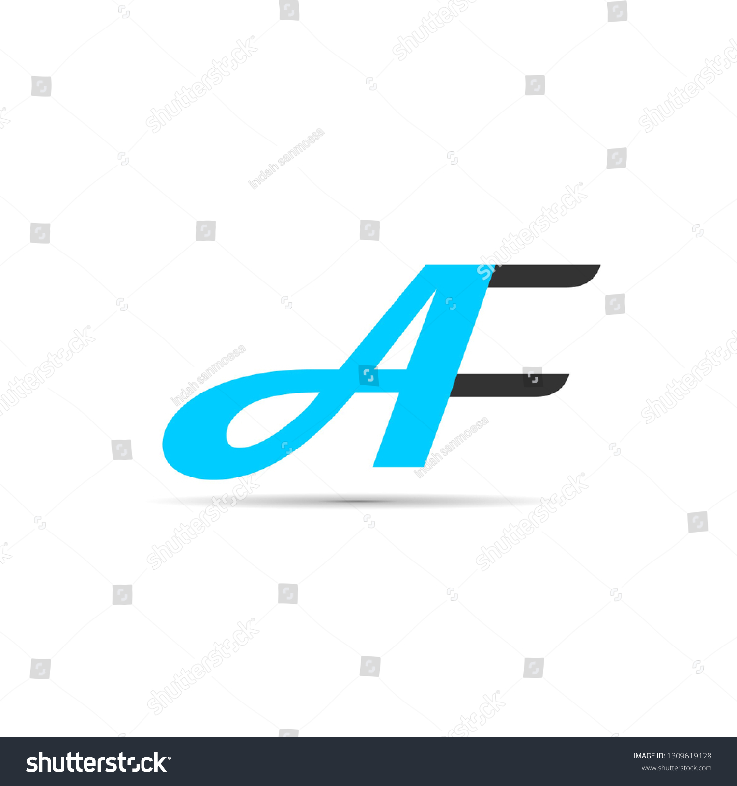 Letter Af Logo Blue Grey Template Stock Vector (Royalty Free) 1309619128