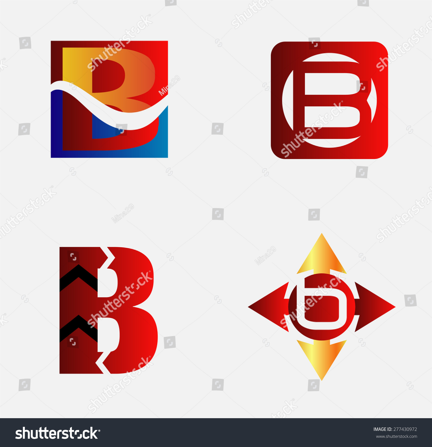 Letter B Alphabet Logo Vector Set Stock Vector (Royalty Free) 277430972 ...