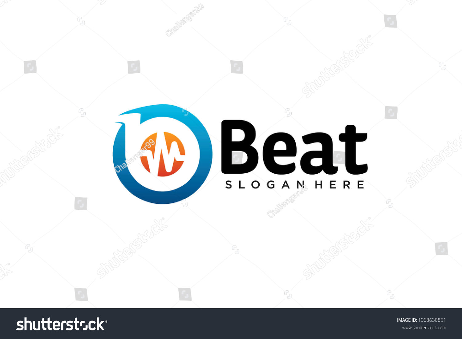 Letter B Beat Logo Stock Vector (Royalty Free) 1068630851