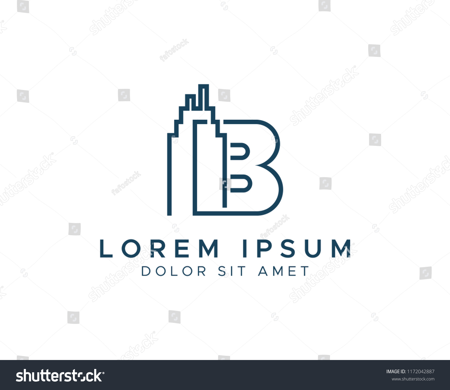 Letter B Building Line Vector Logo Stock Vector (Royalty Free) 1172042887