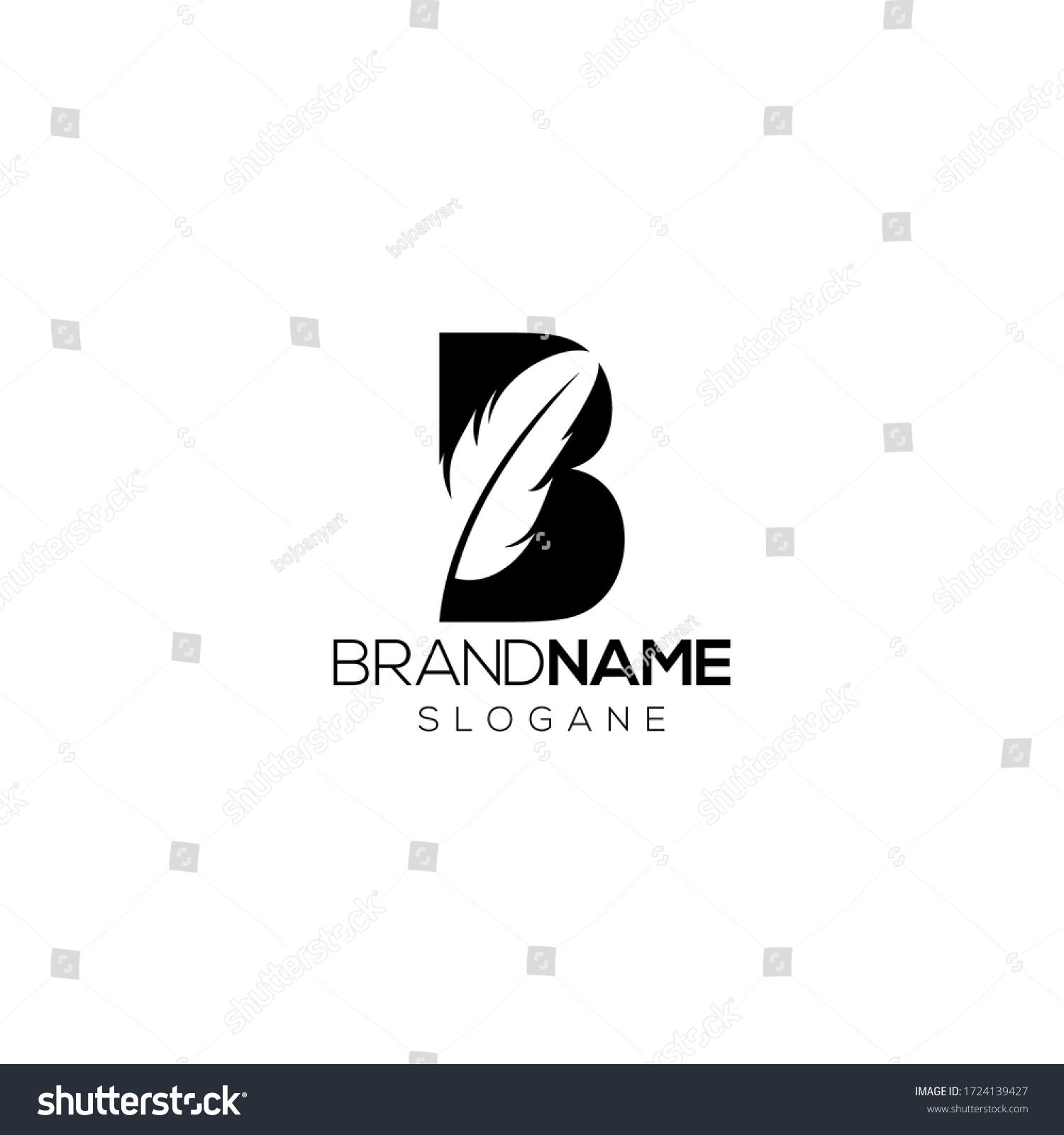 Letter B Feather Creative Logo Design Stock Vector (Royalty Free ...