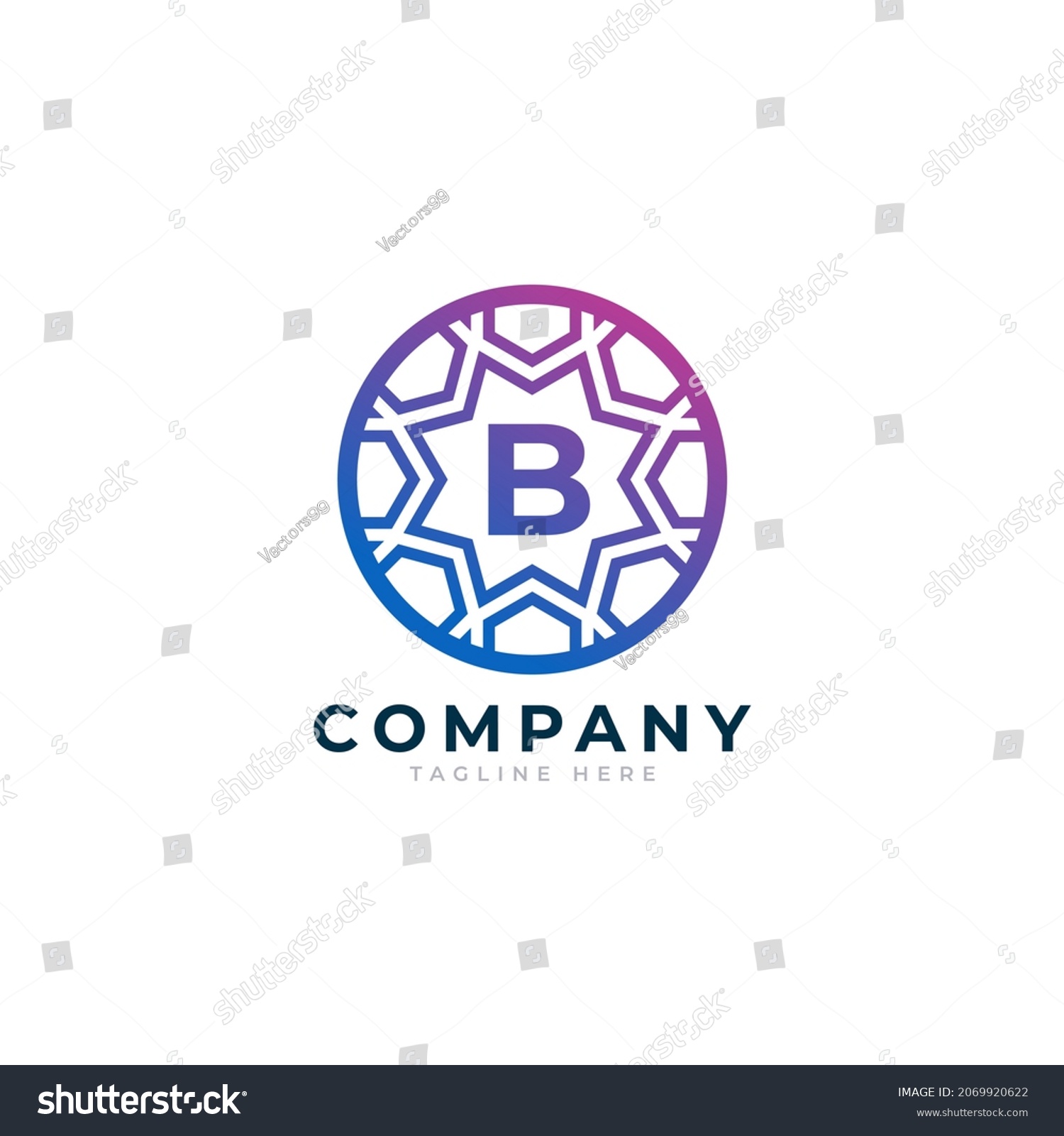 Letter B Inside Circle Shape Logo Stock Vector (Royalty Free ...