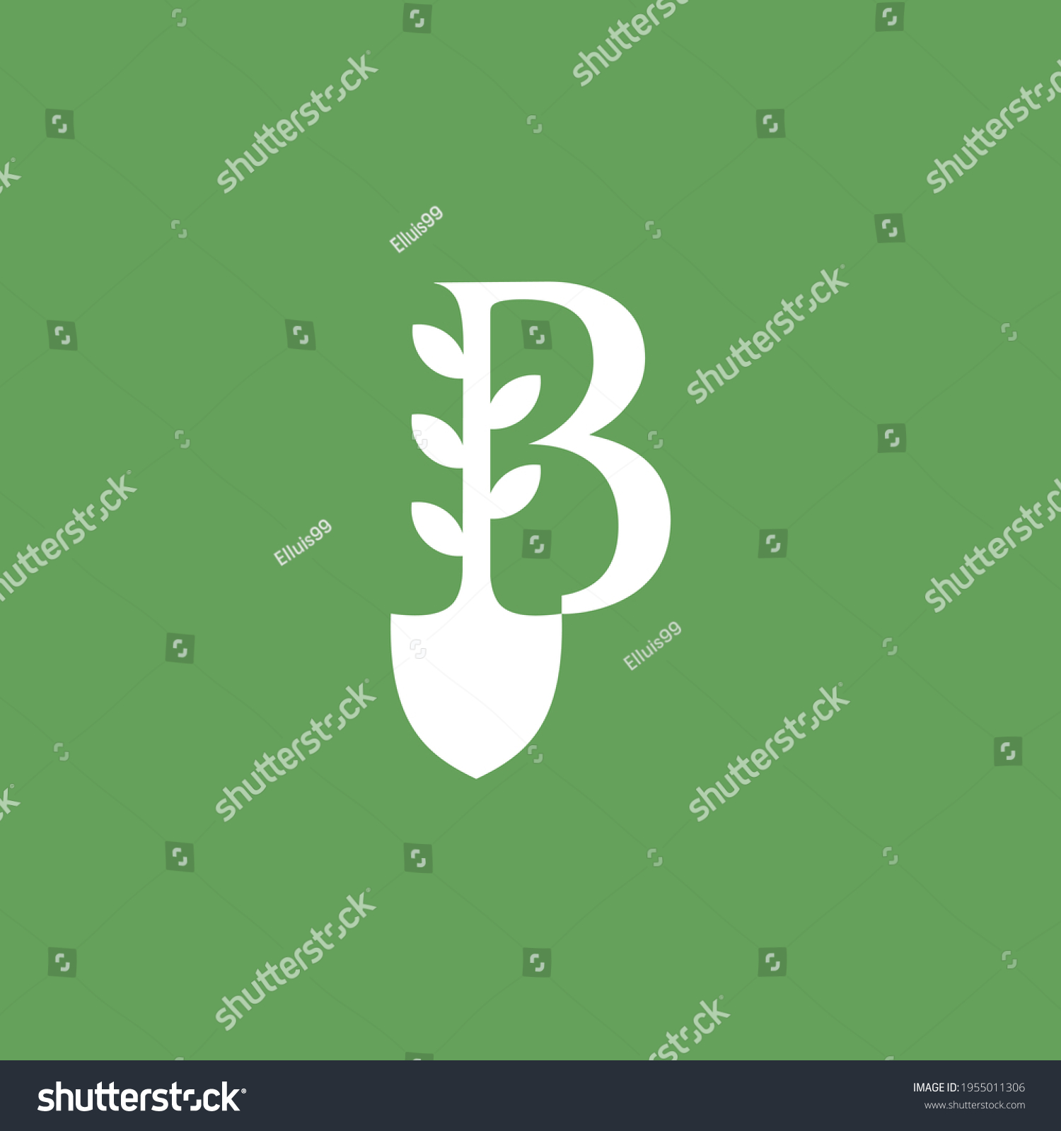 Letter B Leaf Garden Logo Design Stock Vector (Royalty Free) 1955011306 ...