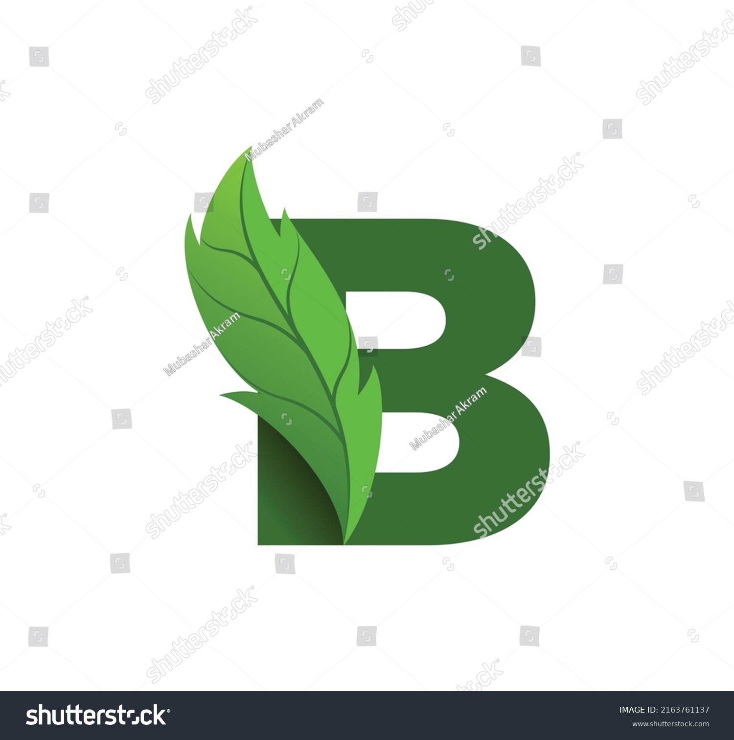Letter B Leaf Logo Design Vector Stock Vector (Royalty Free) 2163761137 ...