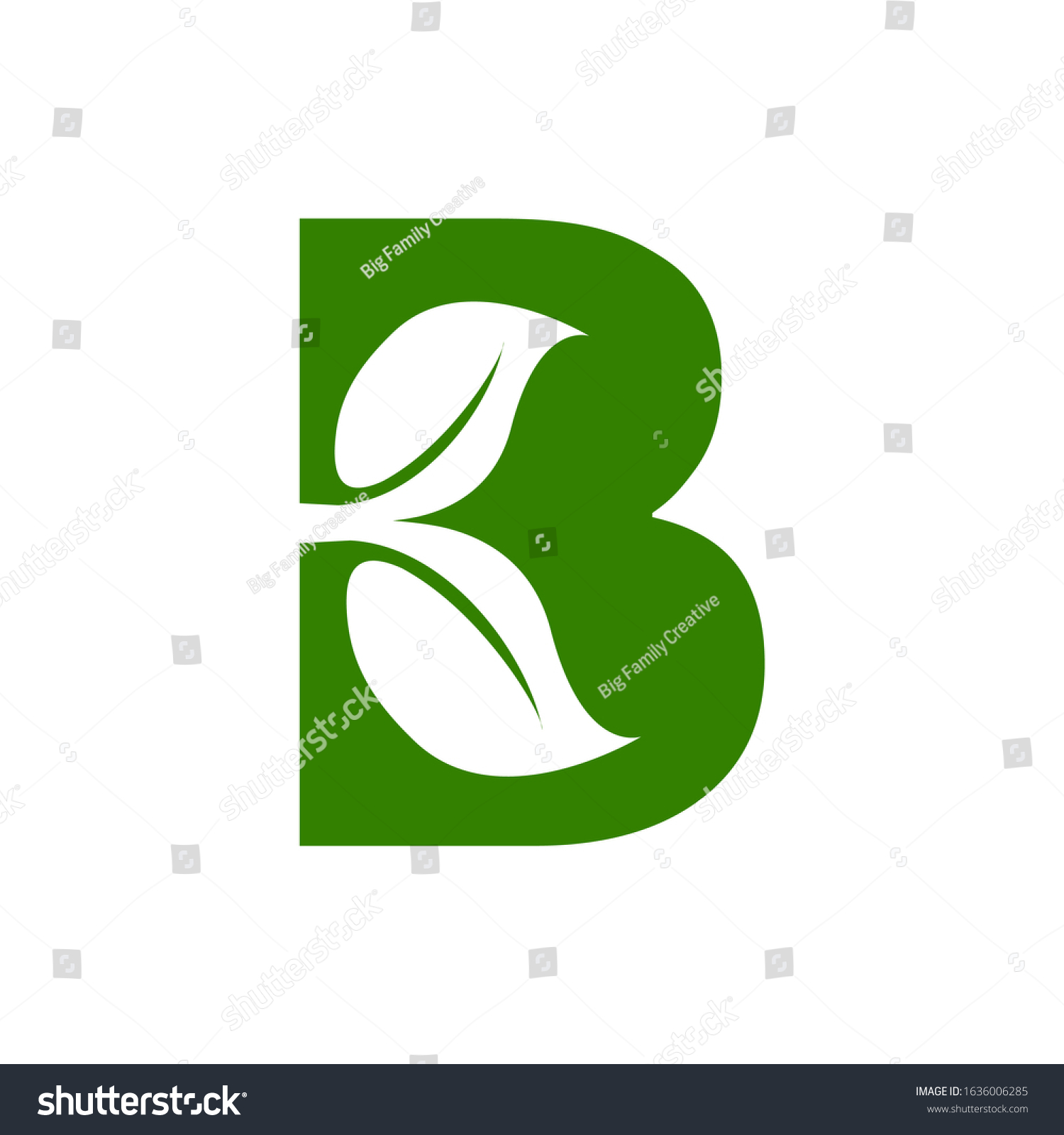 Letter B Nature Leaf Logo Vector Stock Vector (Royalty Free) 1636006285