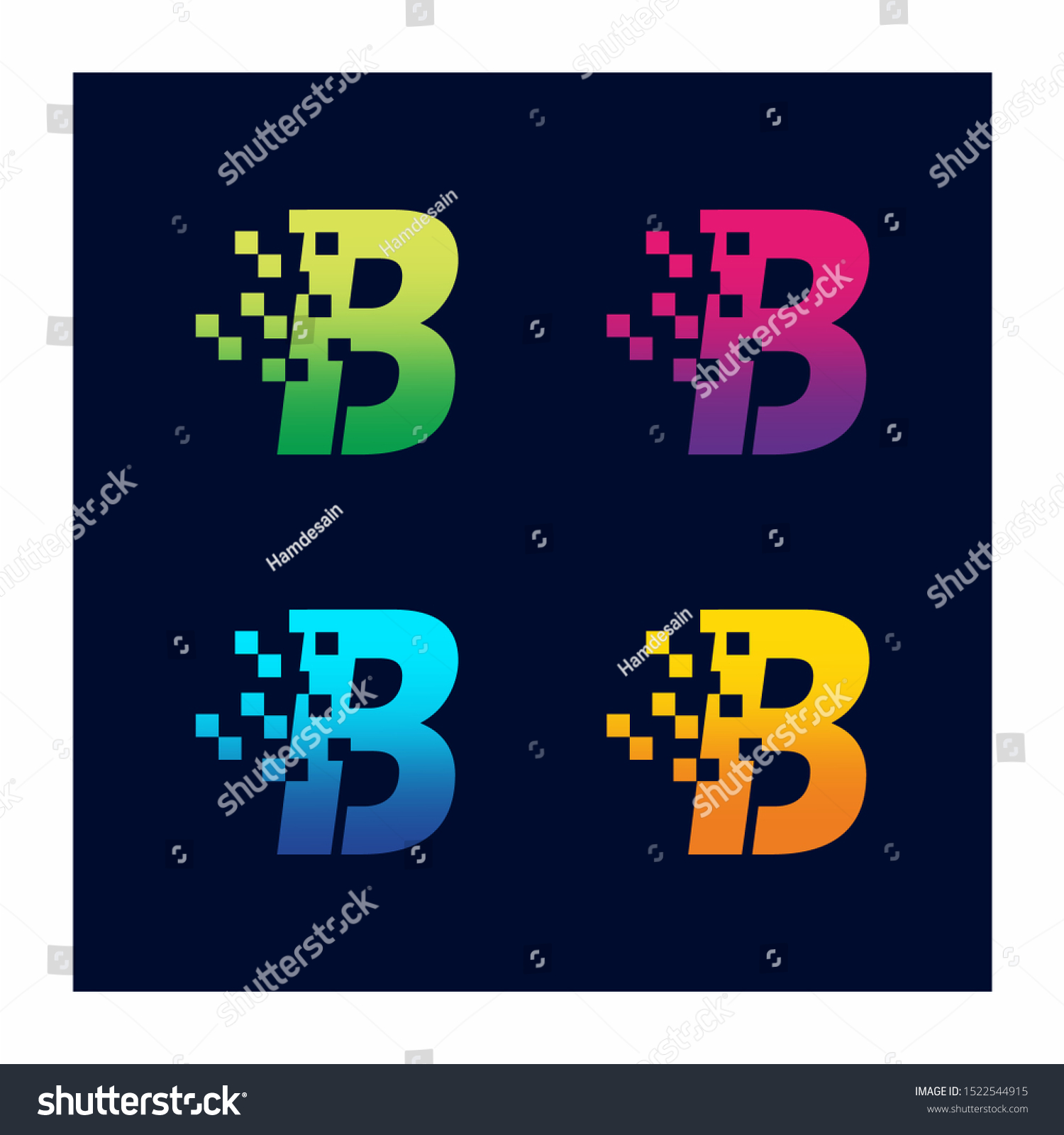 Letter B Pixel Technology Logo Design Stock Vector (Royalty Free ...