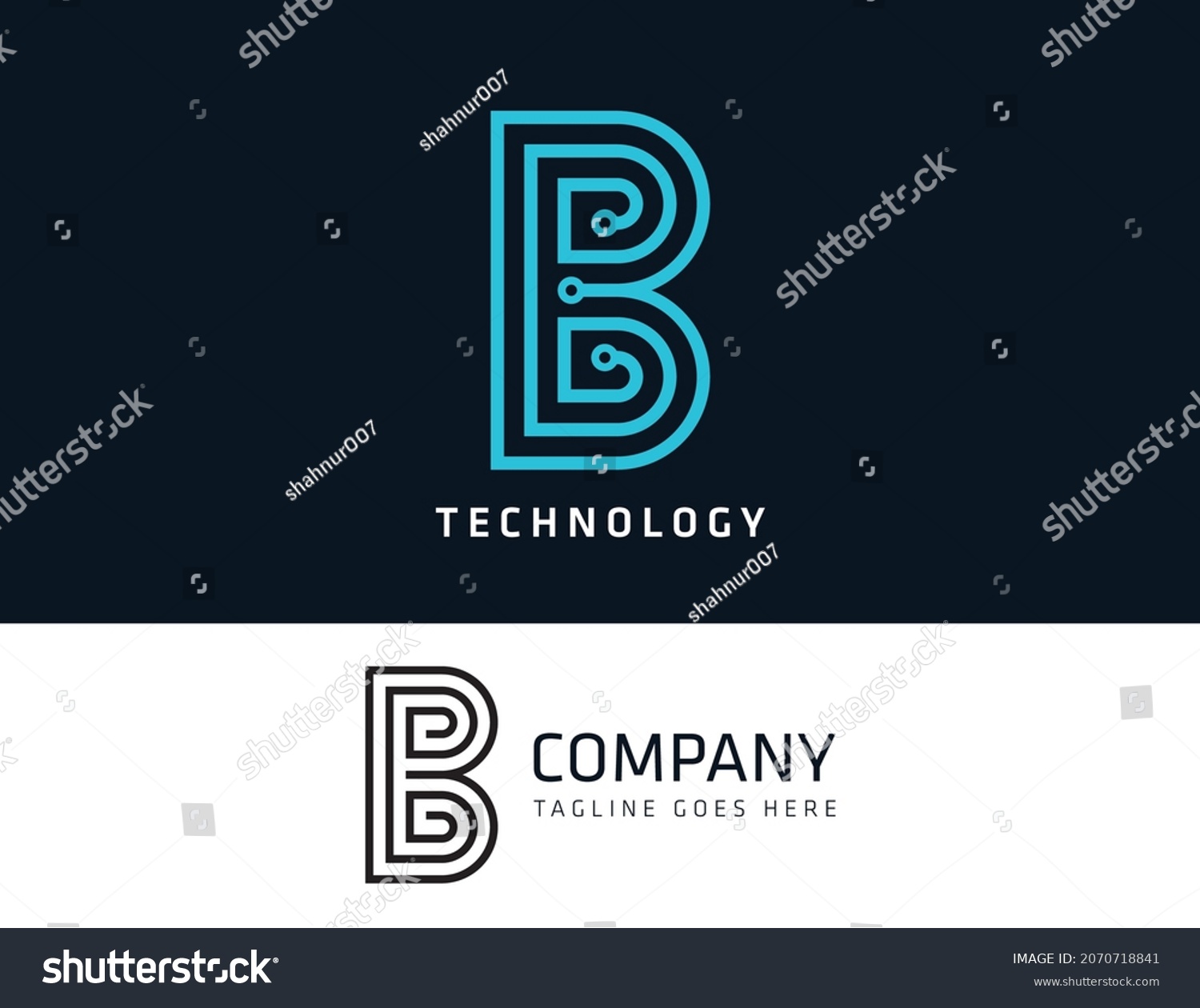 Letter B Tech Logo Design Vector Stock Vector (Royalty Free) 2070718841 ...