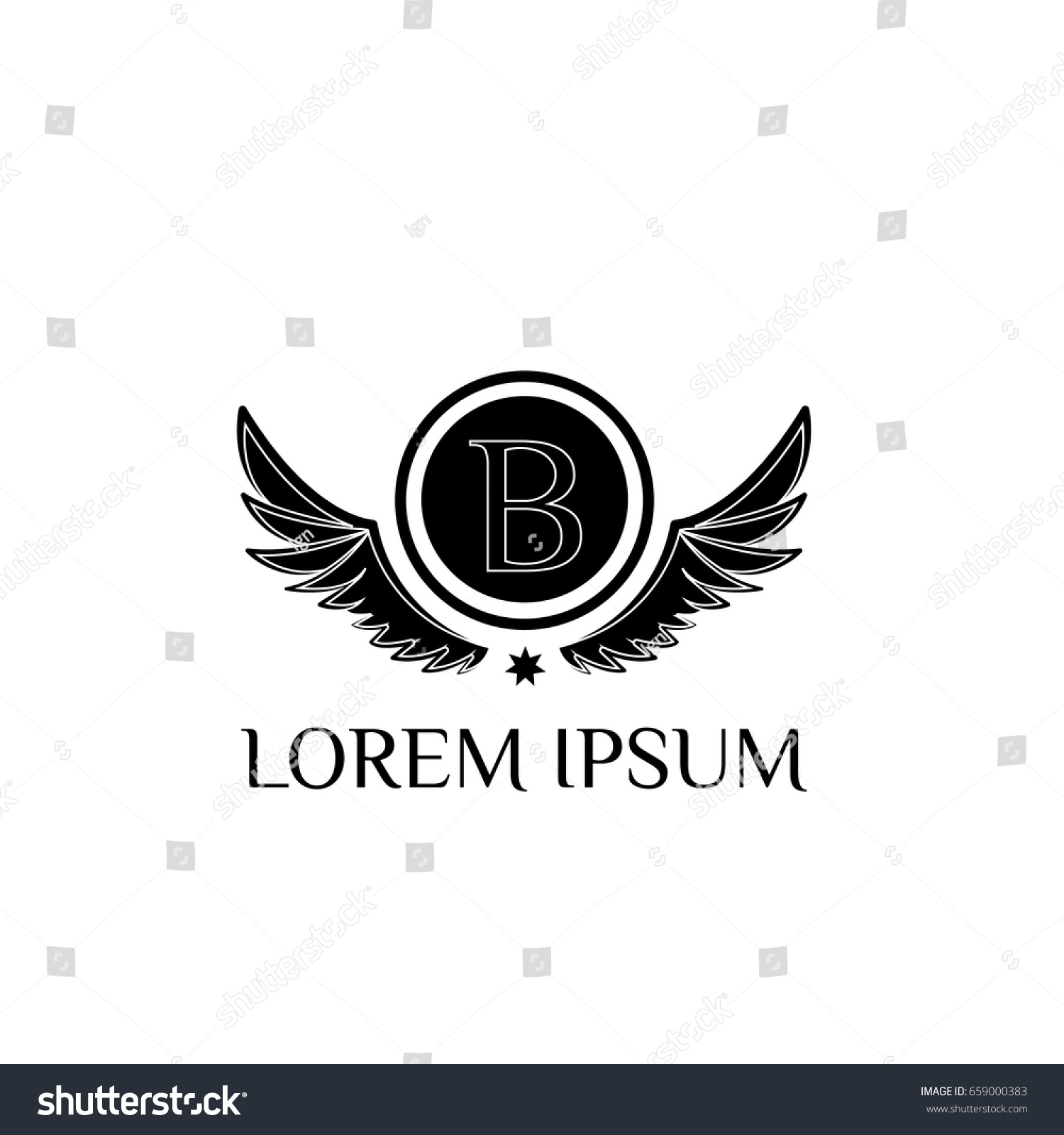 Letter B Wings Logo Design Template: vector de stock (libre de regalías ...