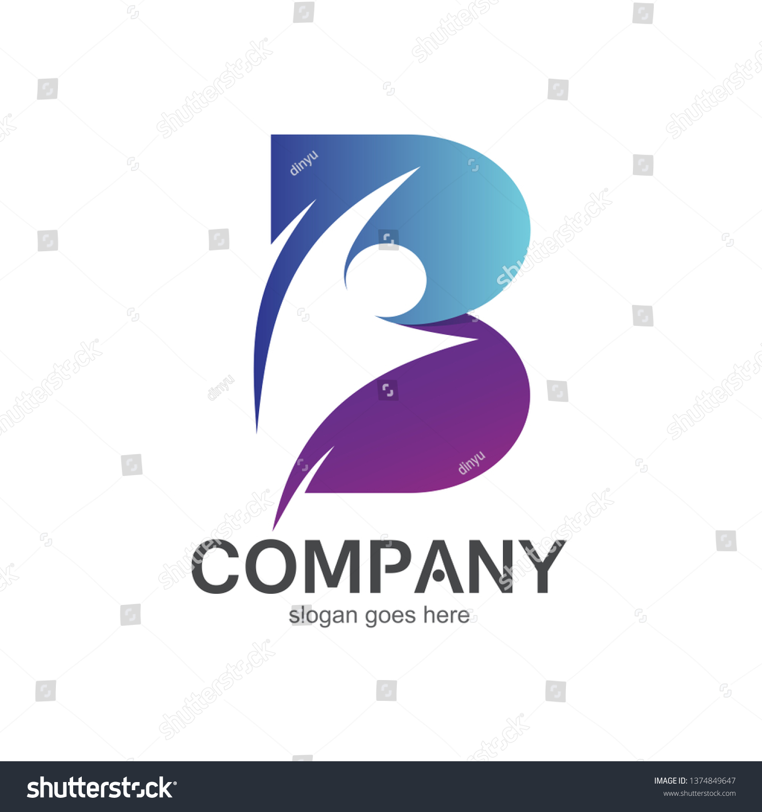 Letter B People Shape Logo Vector Stock Vector (Royalty Free ...