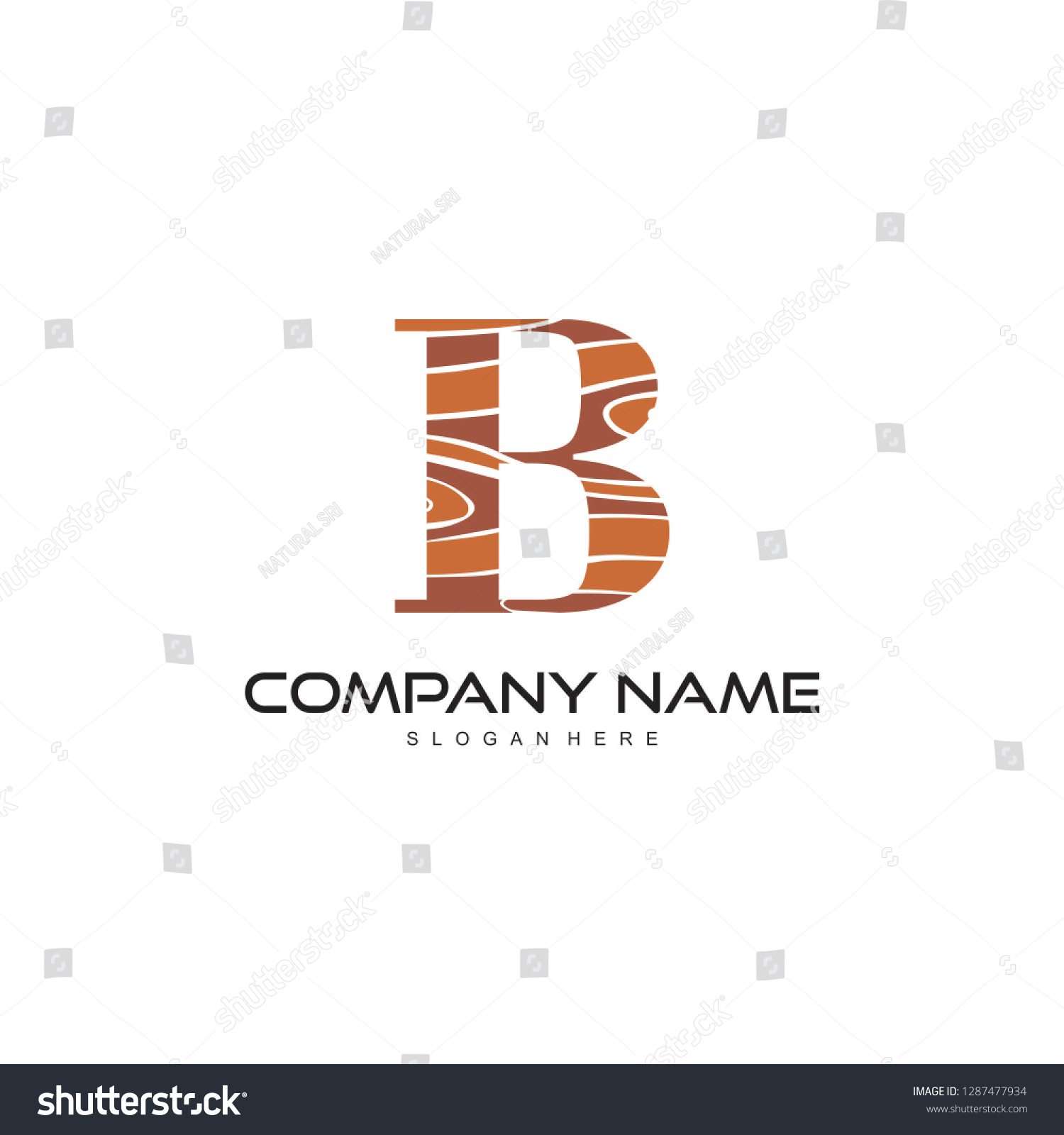 Letter B Wood Pattern Logo Design Stock Vector (Royalty Free ...