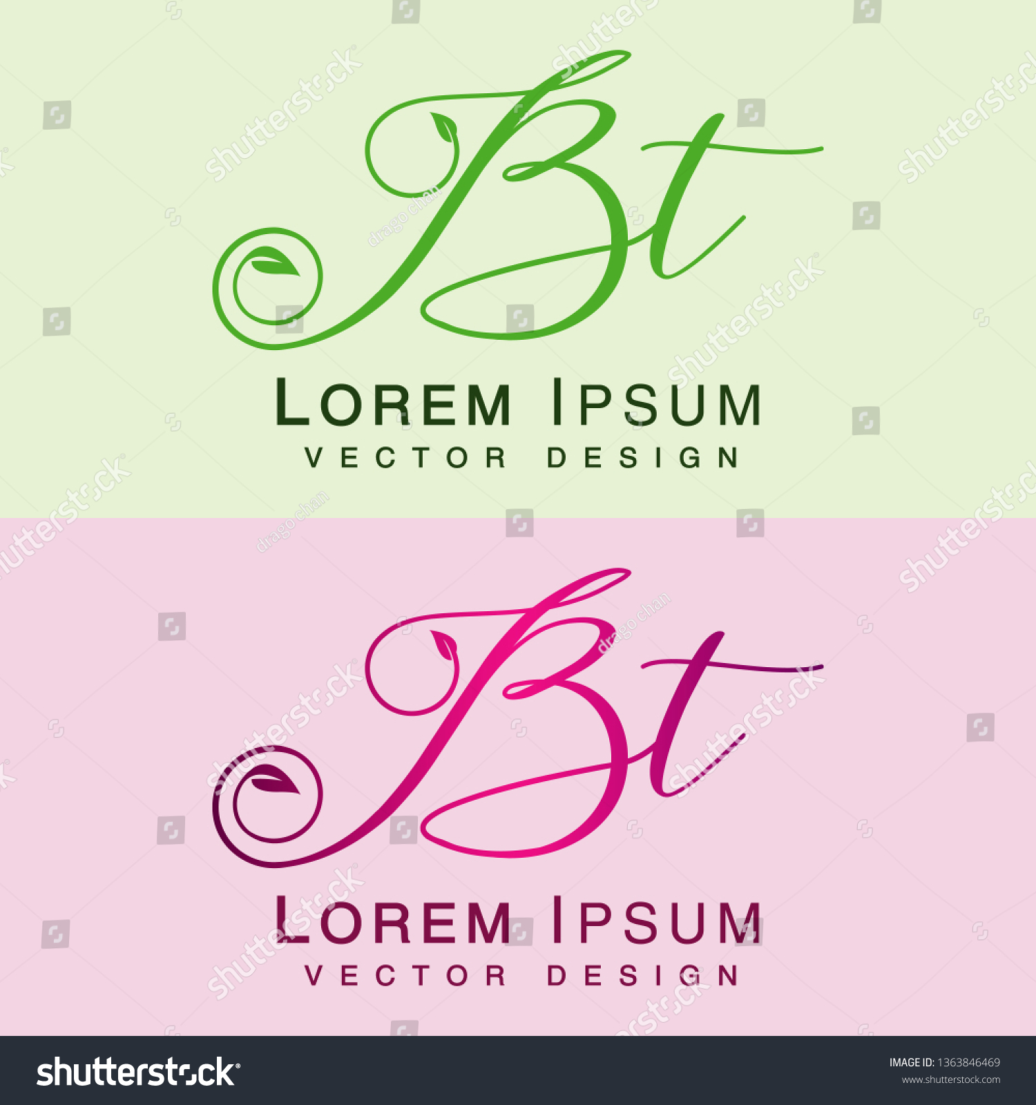 Letter Bt Logo Template Leaf Vector Stock Vector (Royalty Free ...
