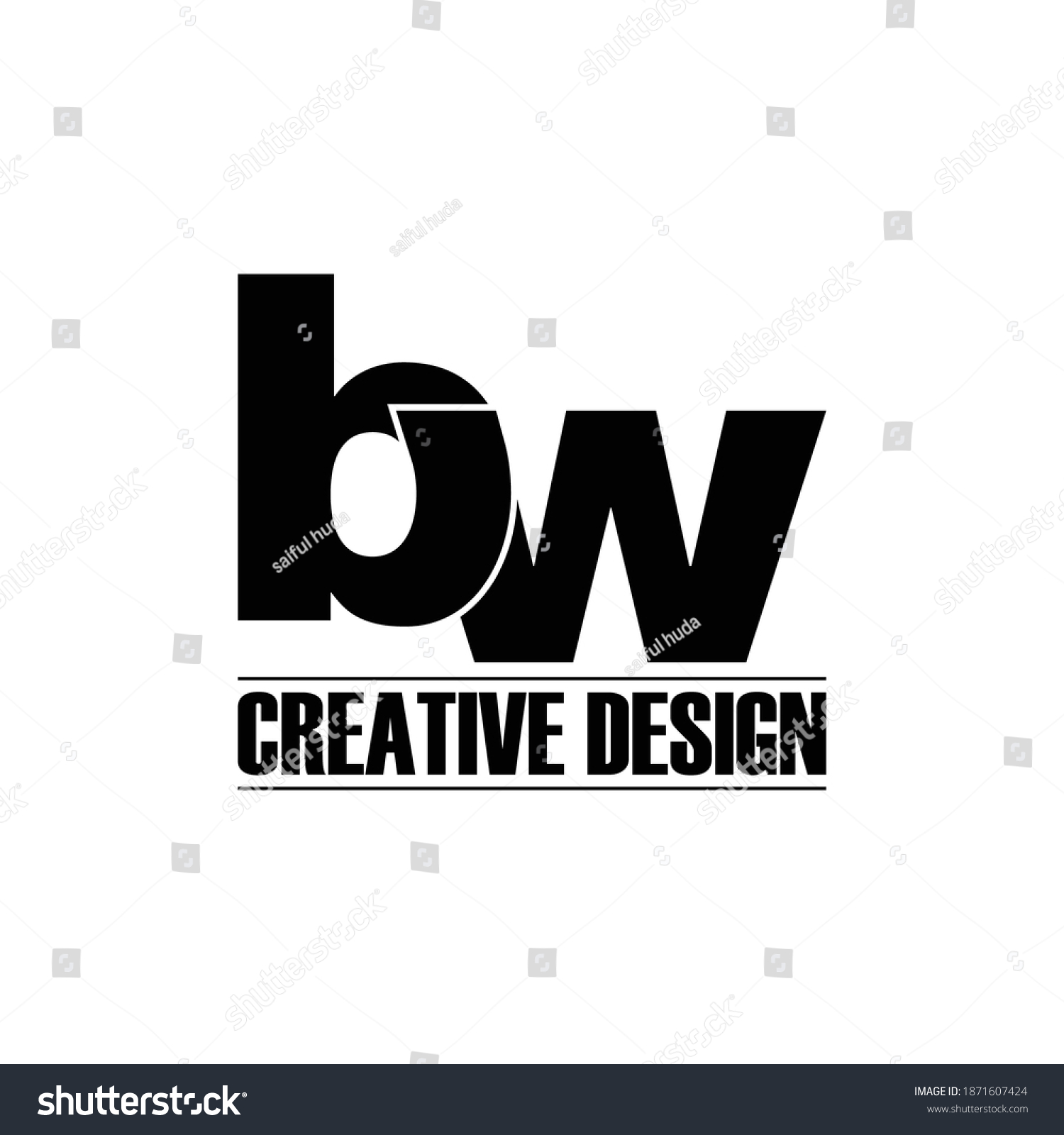 Letter Bw Simple Logo Kdesign Vector Stock Vector (Royalty Free) 1871607424