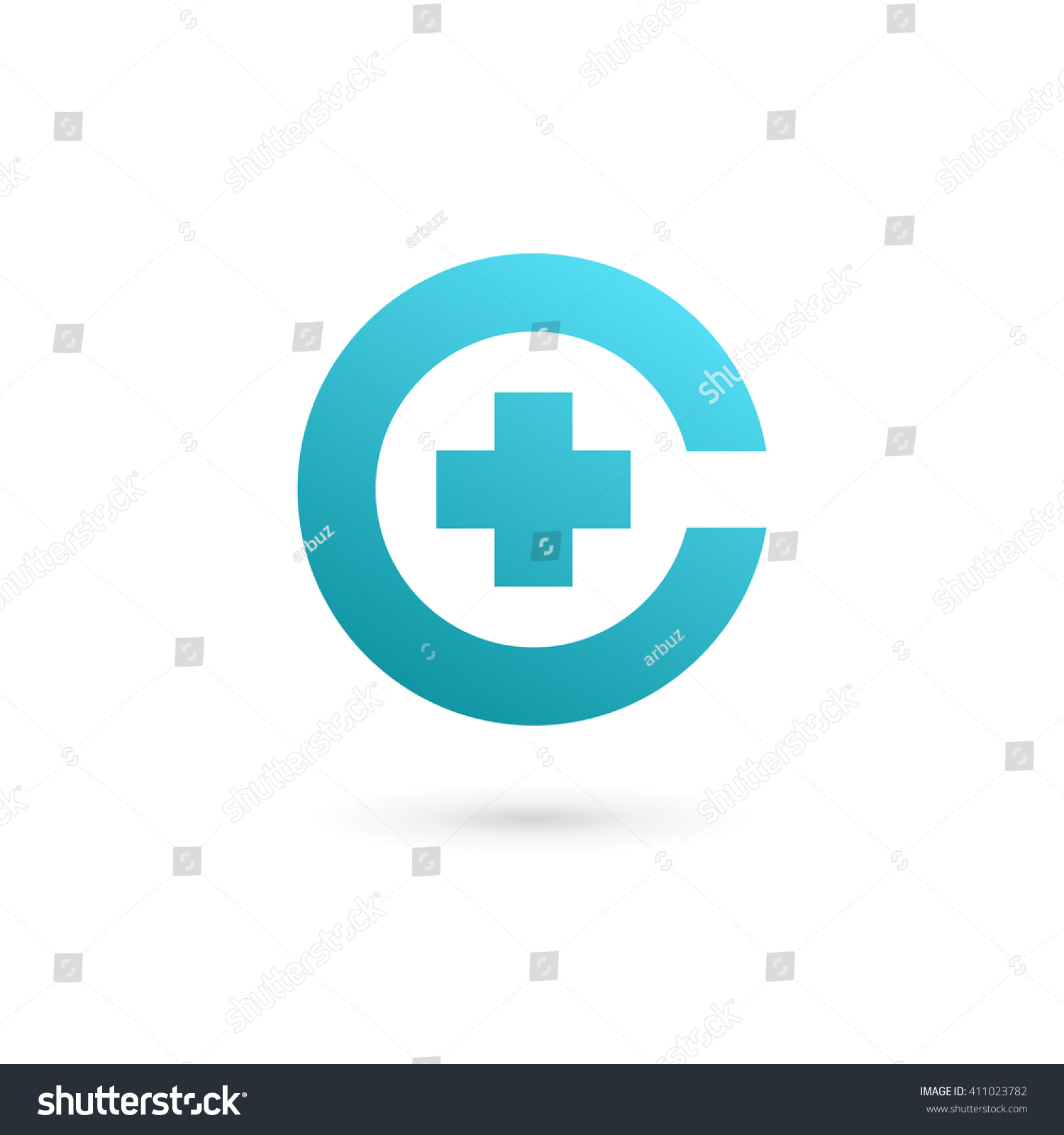 Vektor Stok Letter C Cross Plus Logo Icon (Tanpa Royalti) 411023782 ...