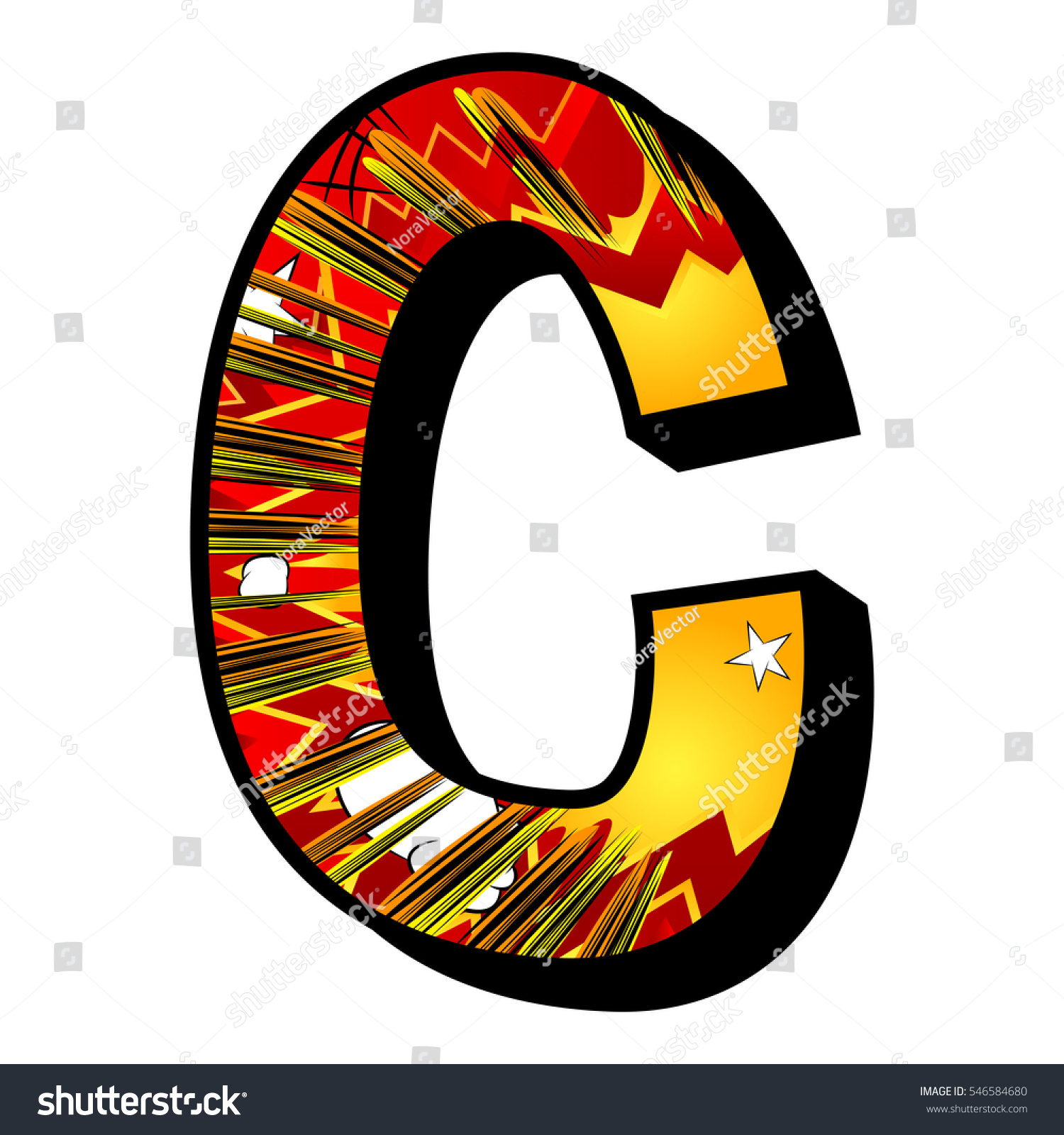 Letter C Filled Comic Book Explosion Stock Vector 546584680 - Shutterstock