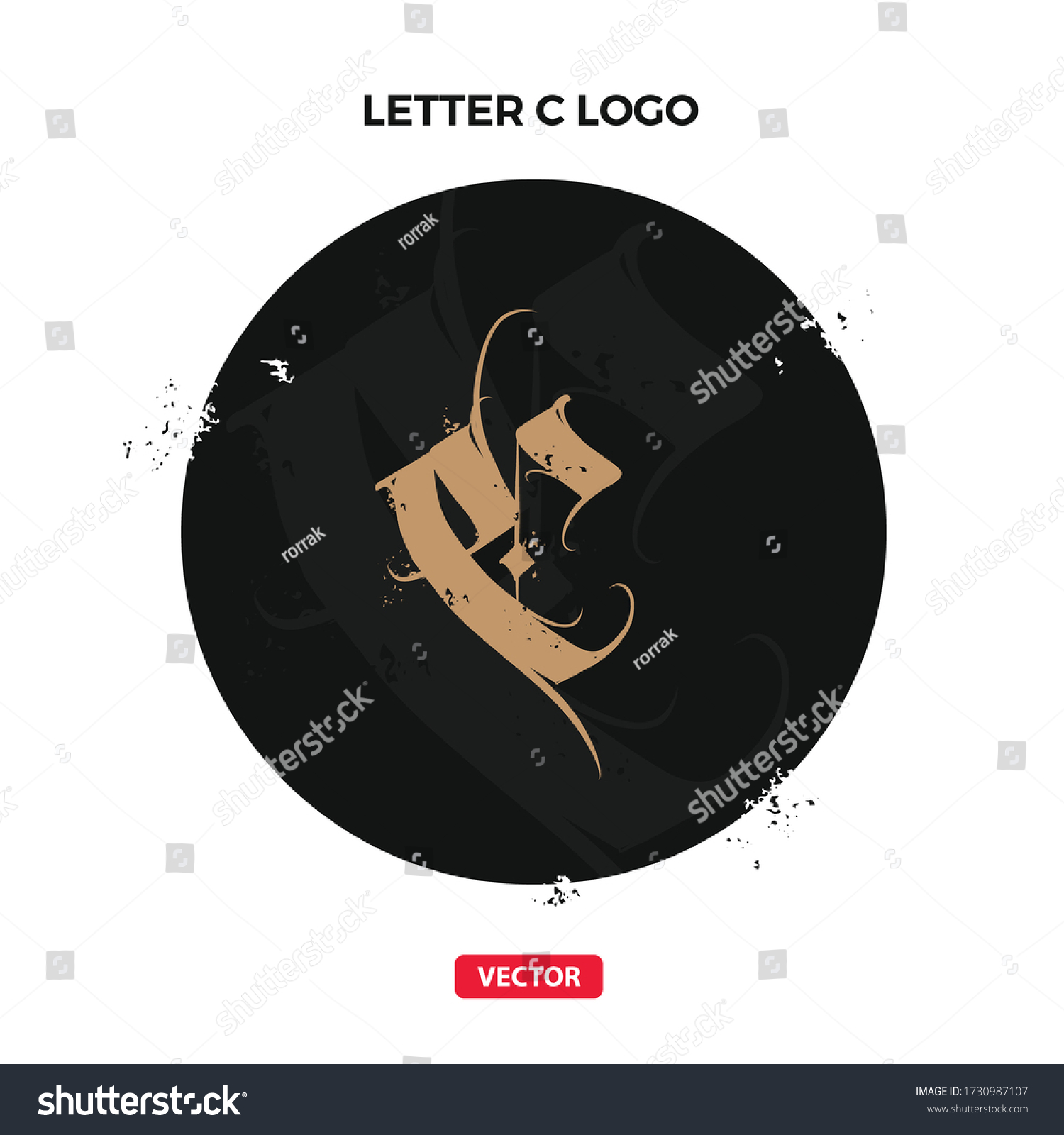 Letter C Gothic Calligraphy Vector Logo Stock Vector (Royalty Free ...