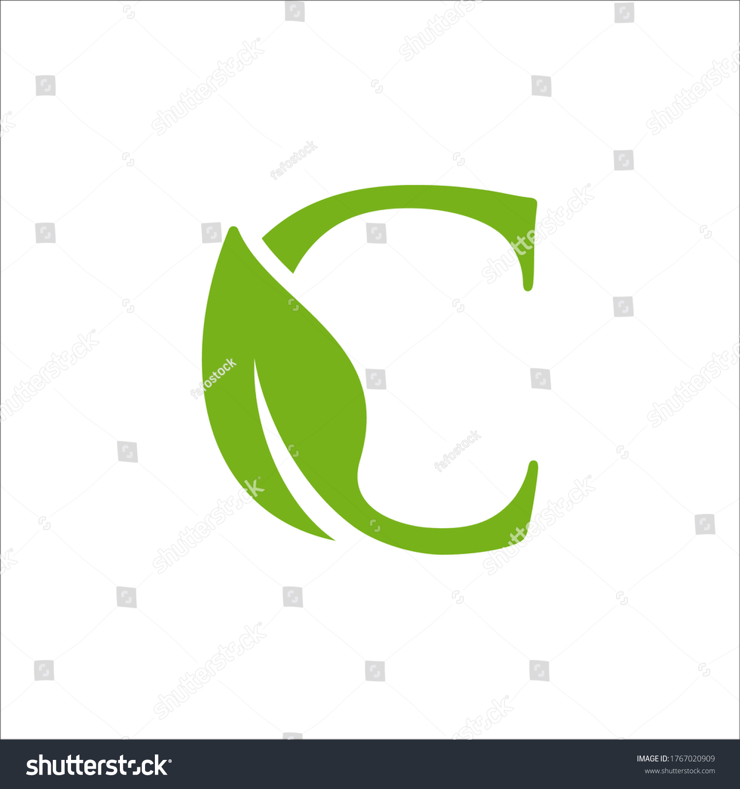 Letter C Initial Green Leaf Logo Stock Vector (Royalty Free) 1767020909 ...