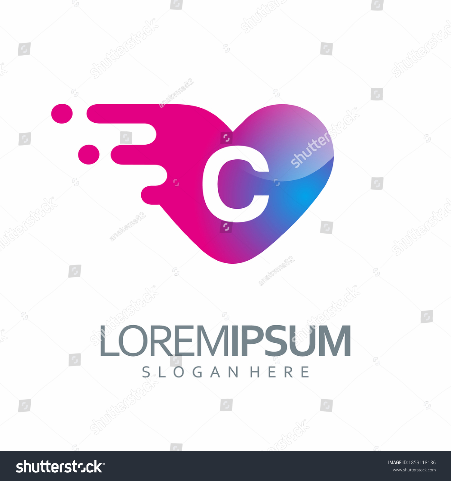 Letter C Love Logo Design Vector Stock Vector (Royalty Free) 1859118136 ...