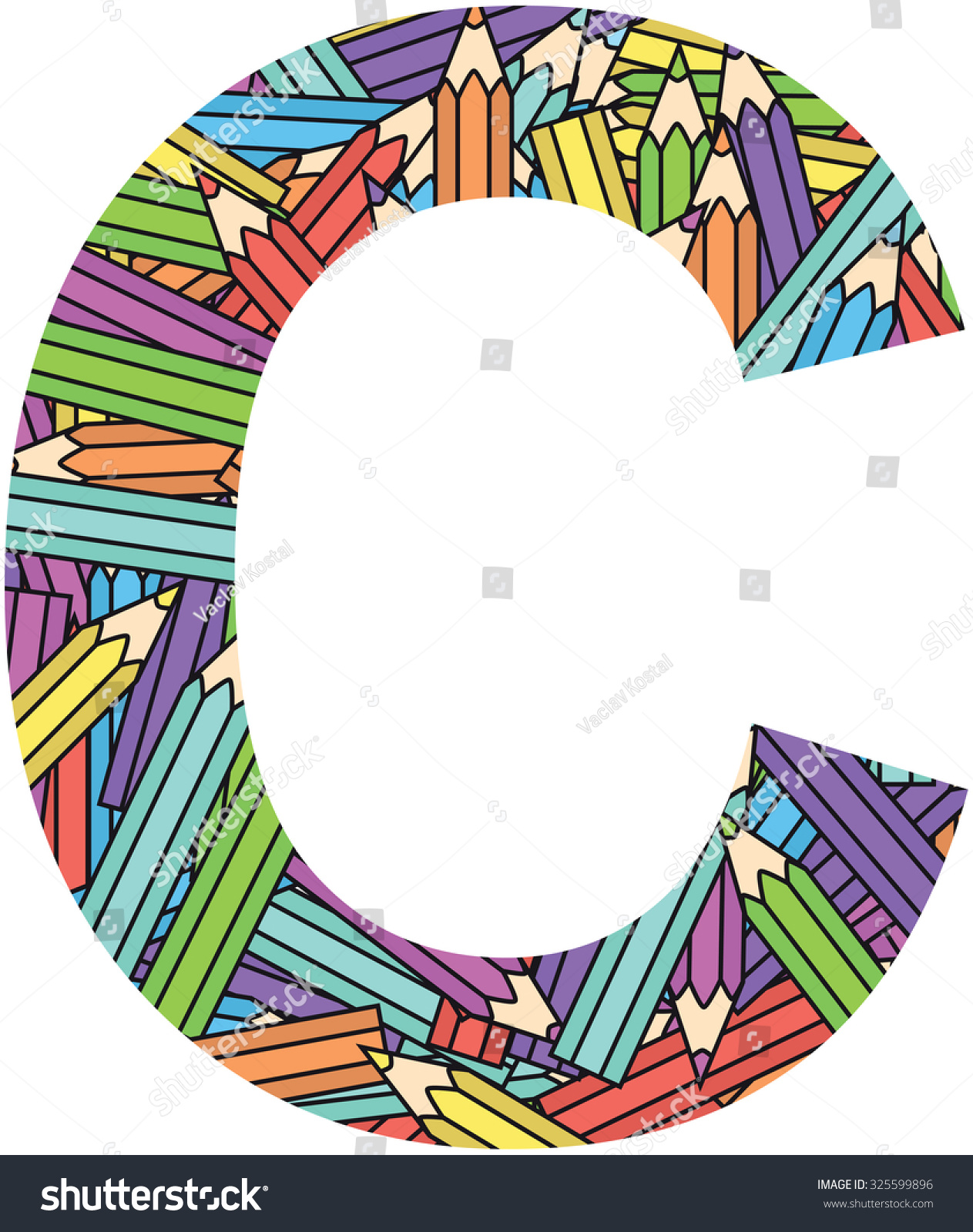 Letter C On Color Crayons Background Stock Vector (Royalty Free ...