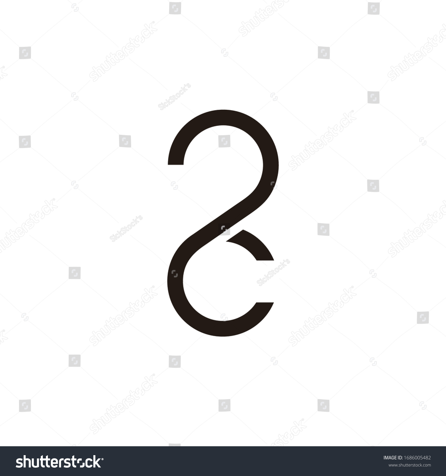 Letter 2c Simple Geometric Loop Line Stock Vector (royalty Free
