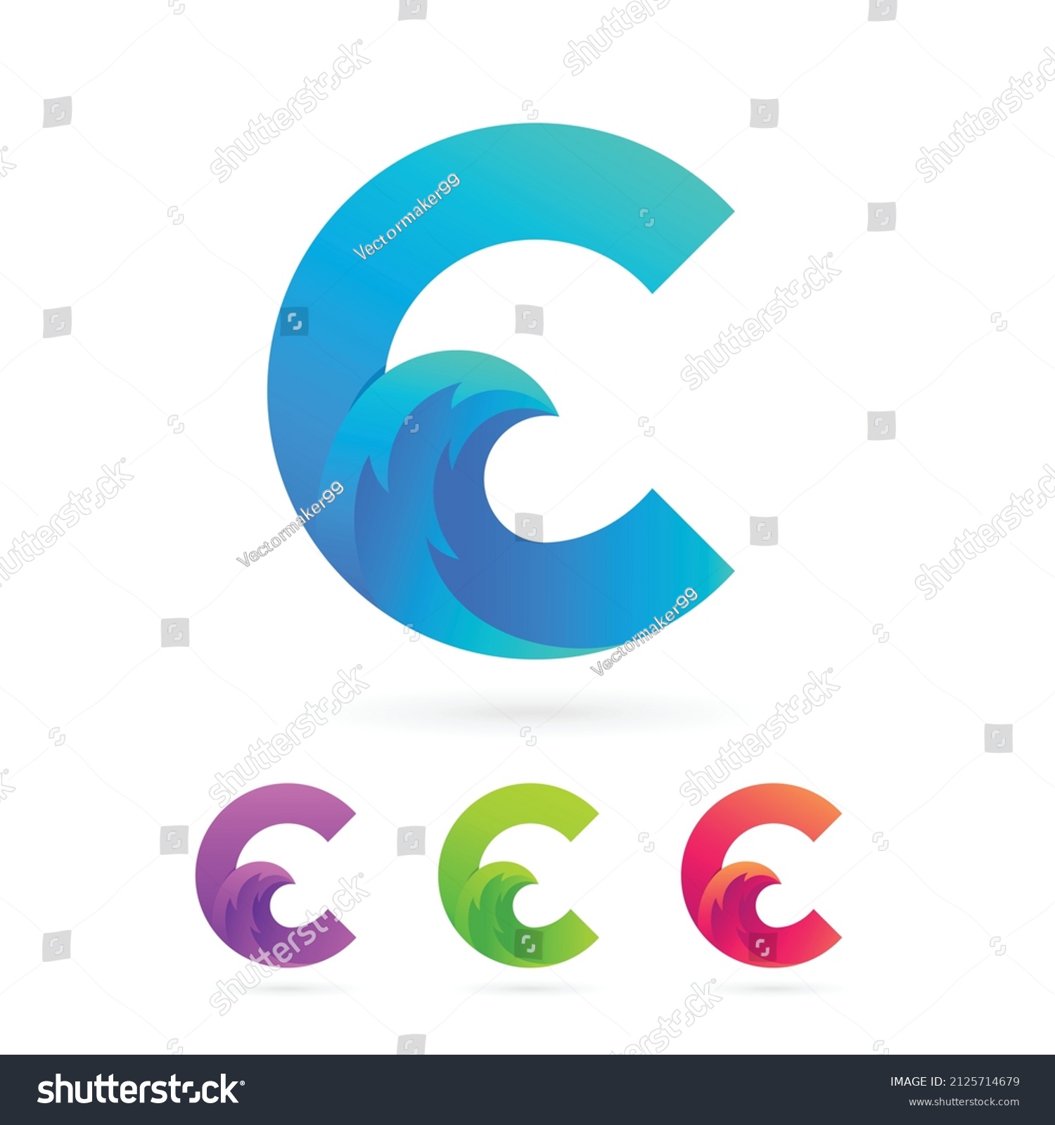 Letter C Wave Vector Logo Icon Stock Vector (Royalty Free) 2125714679 ...