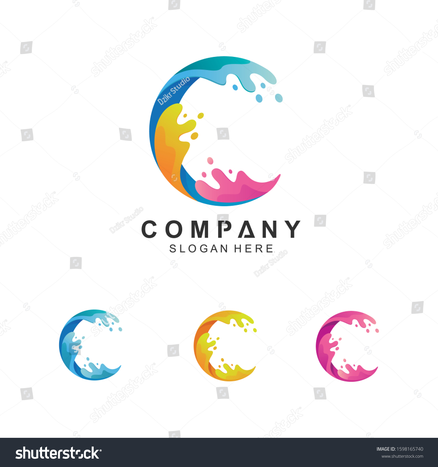 Letter C Waves Logo Design Stock Vector (Royalty Free) 1598165740 ...