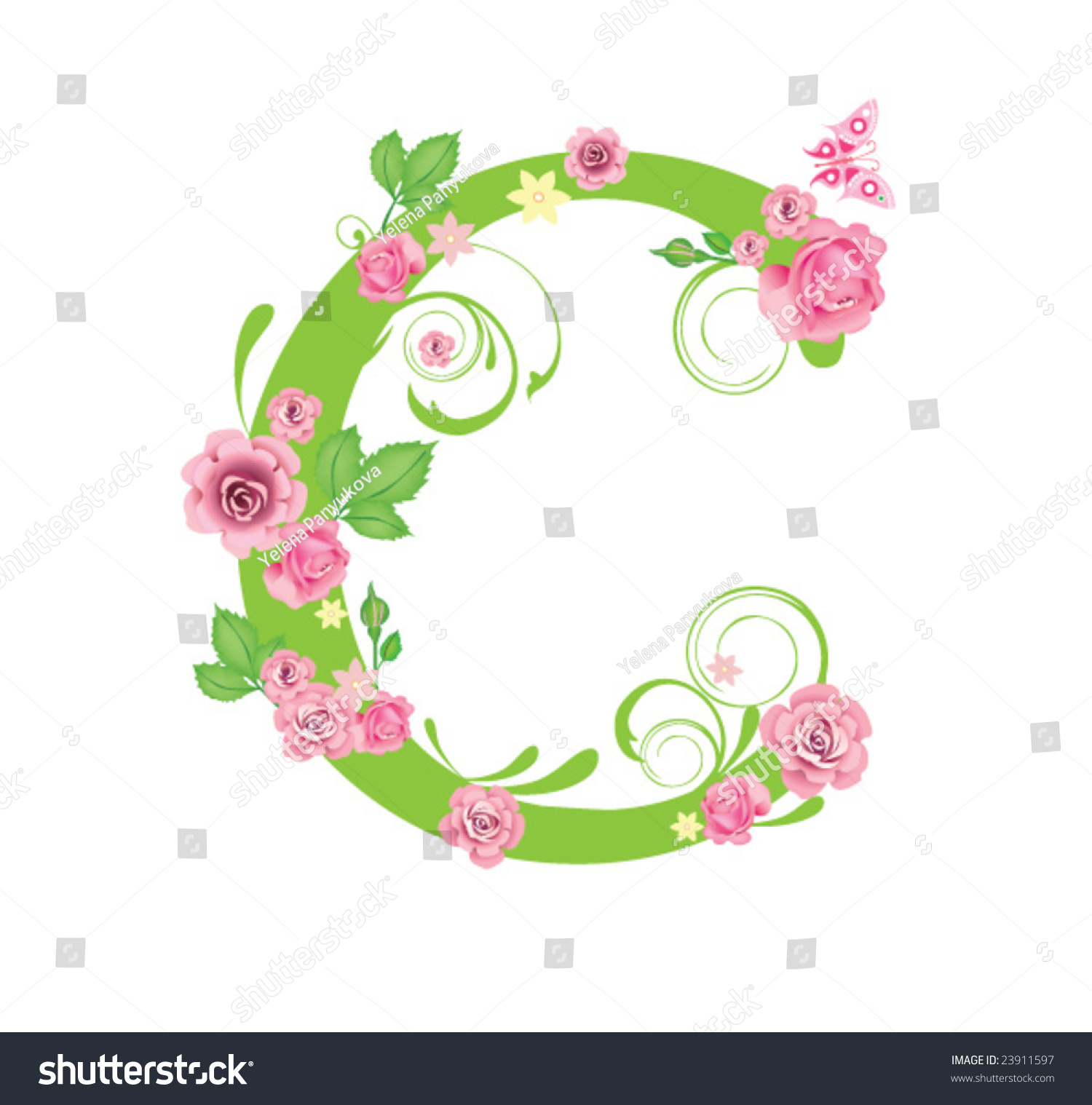 Letter C Roses Design Stock Vector (Royalty Free) 23911597 - Shutterstock