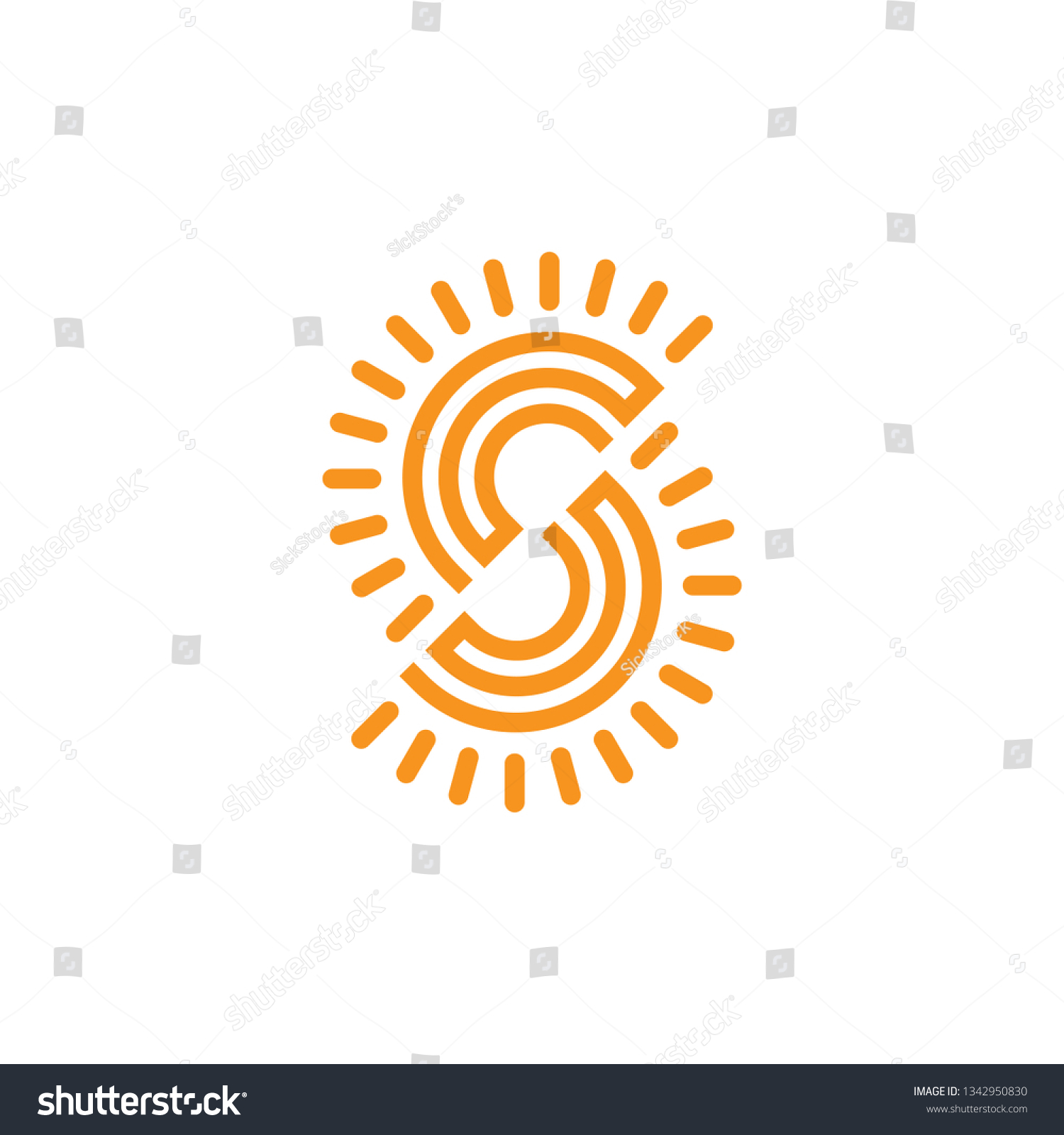 Letter Cs Sun Geometric Line Logo Stock Vector (Royalty Free ...