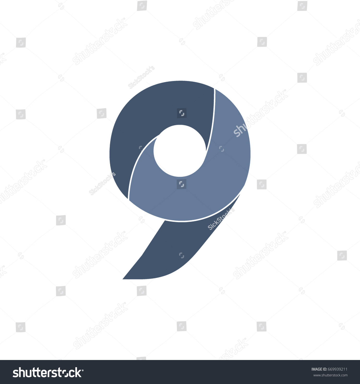Letter 9 Curves Design Logo Vector Stock Vector (Royalty Free) 669939211