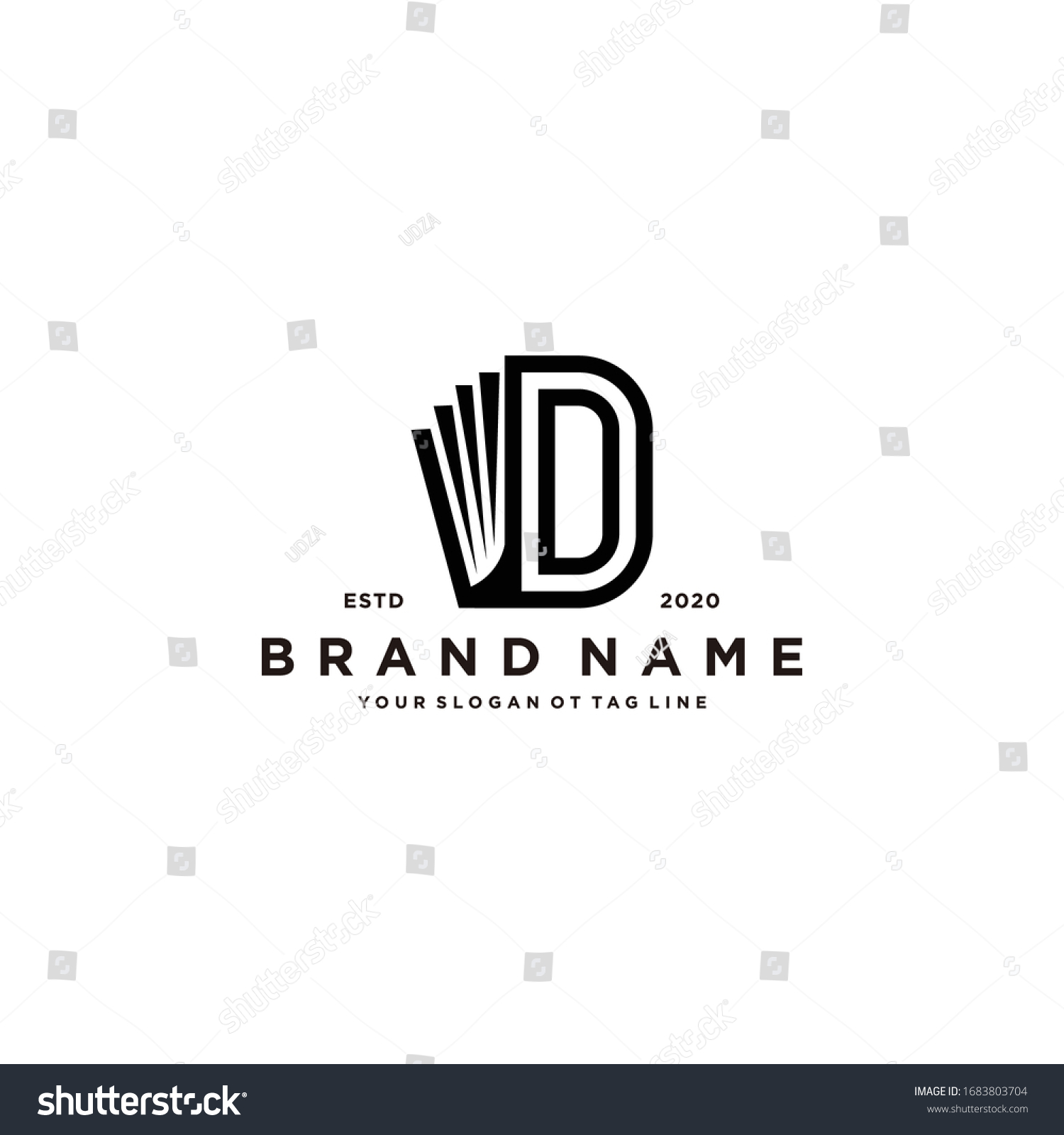 Letter D Book Logo Design Vector Stock Vector (Royalty Free) 1683803704