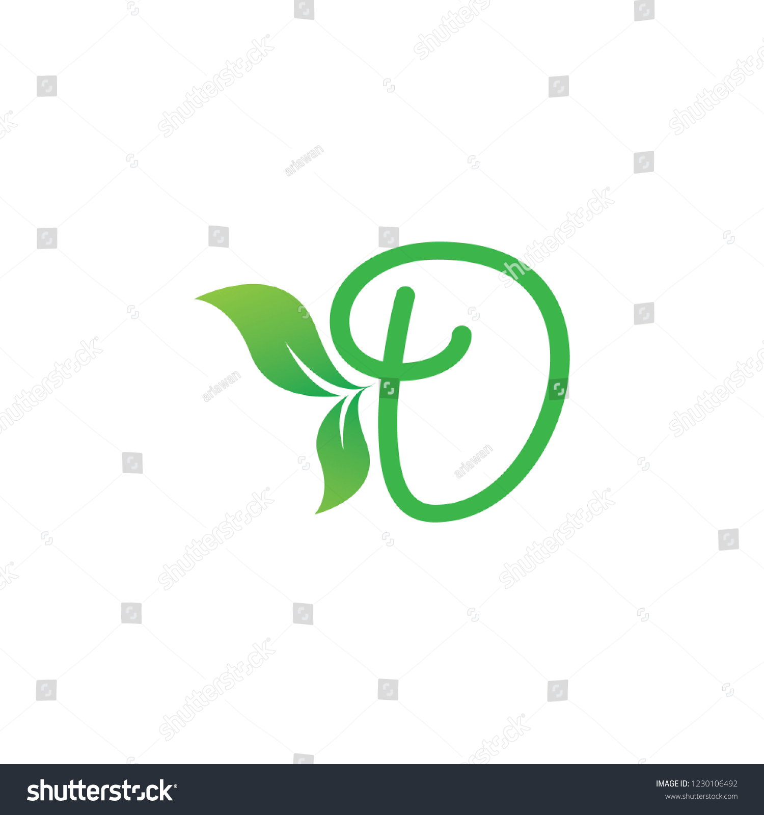 Letter D Leaf Logo Vector Stock Vector (Royalty Free) 1230106492