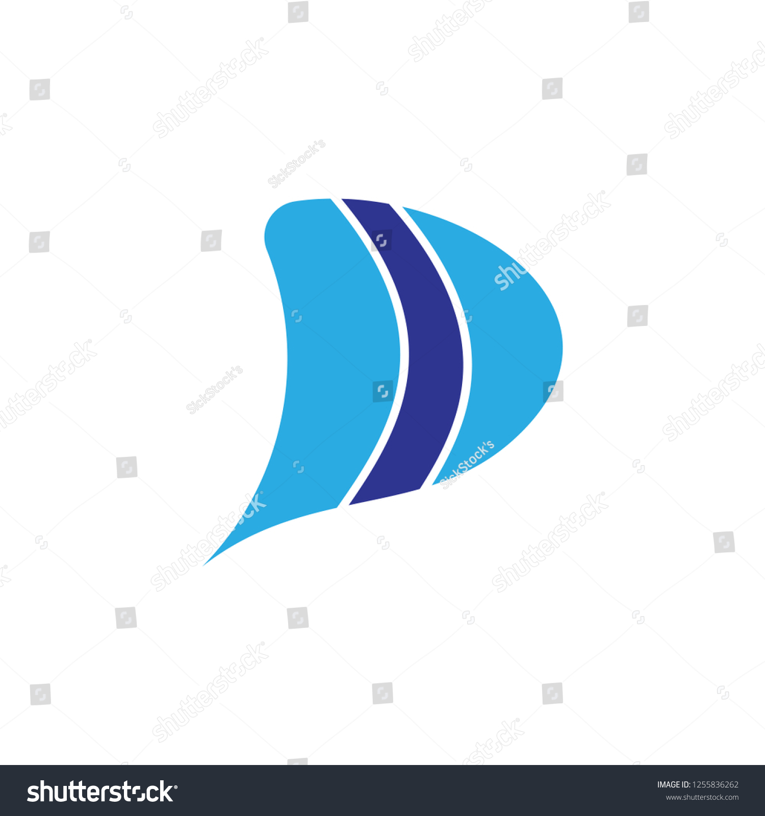 Letter D Curves Shape Logo Stock Vector (Royalty Free) 1255836262