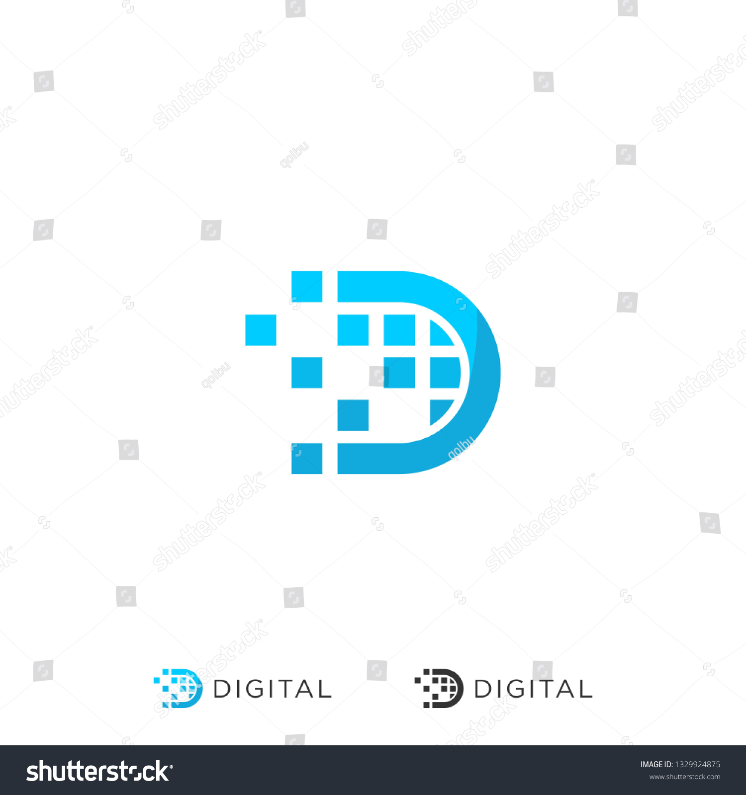 Letter D Digital Pixel Logo: เวกเตอร์สต็อก (ปลอดค่าลิขสิทธิ์ ...