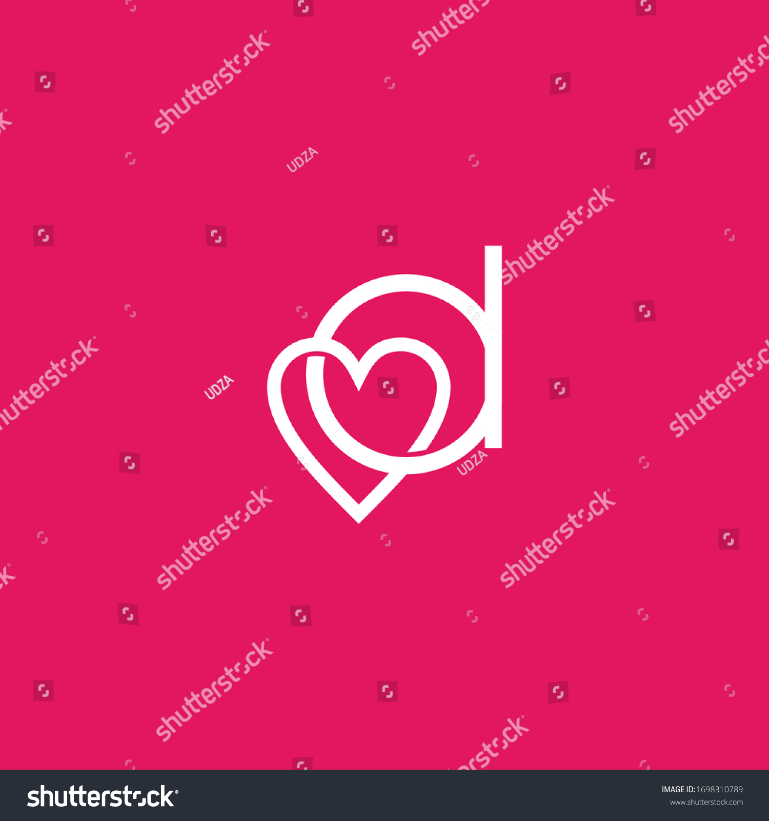 Letter D Heart Logo Icon Design Stock Vector (Royalty Free) 1698310789 ...