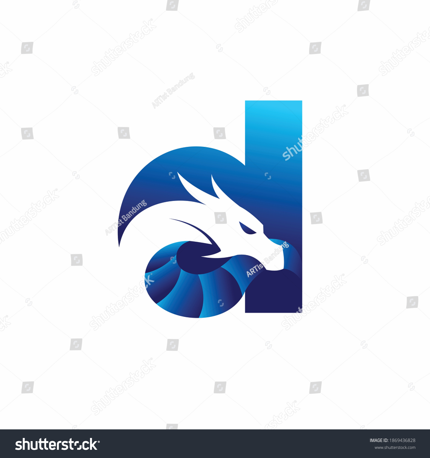 Letter D Dragon Concept Stock Vector (Royalty Free) 1869436828