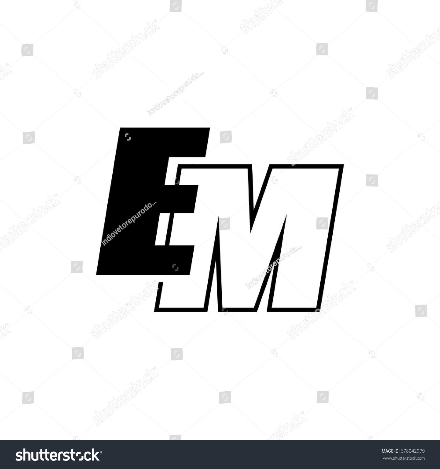 Letter E M Logo Overlapping Black Stock Vector (Royalty Free) 678042979 ...