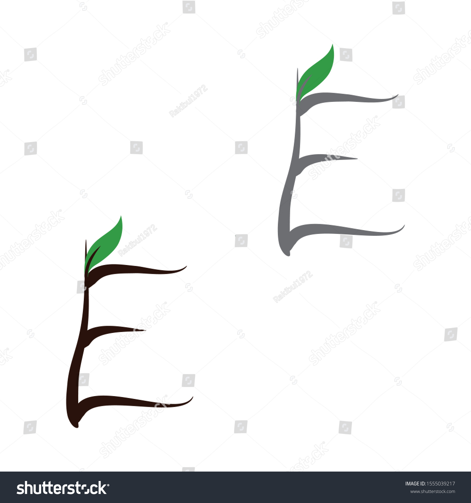 Letter E Tree Leaf Logo Icon Stock Vector (Royalty Free) 1555039217 ...