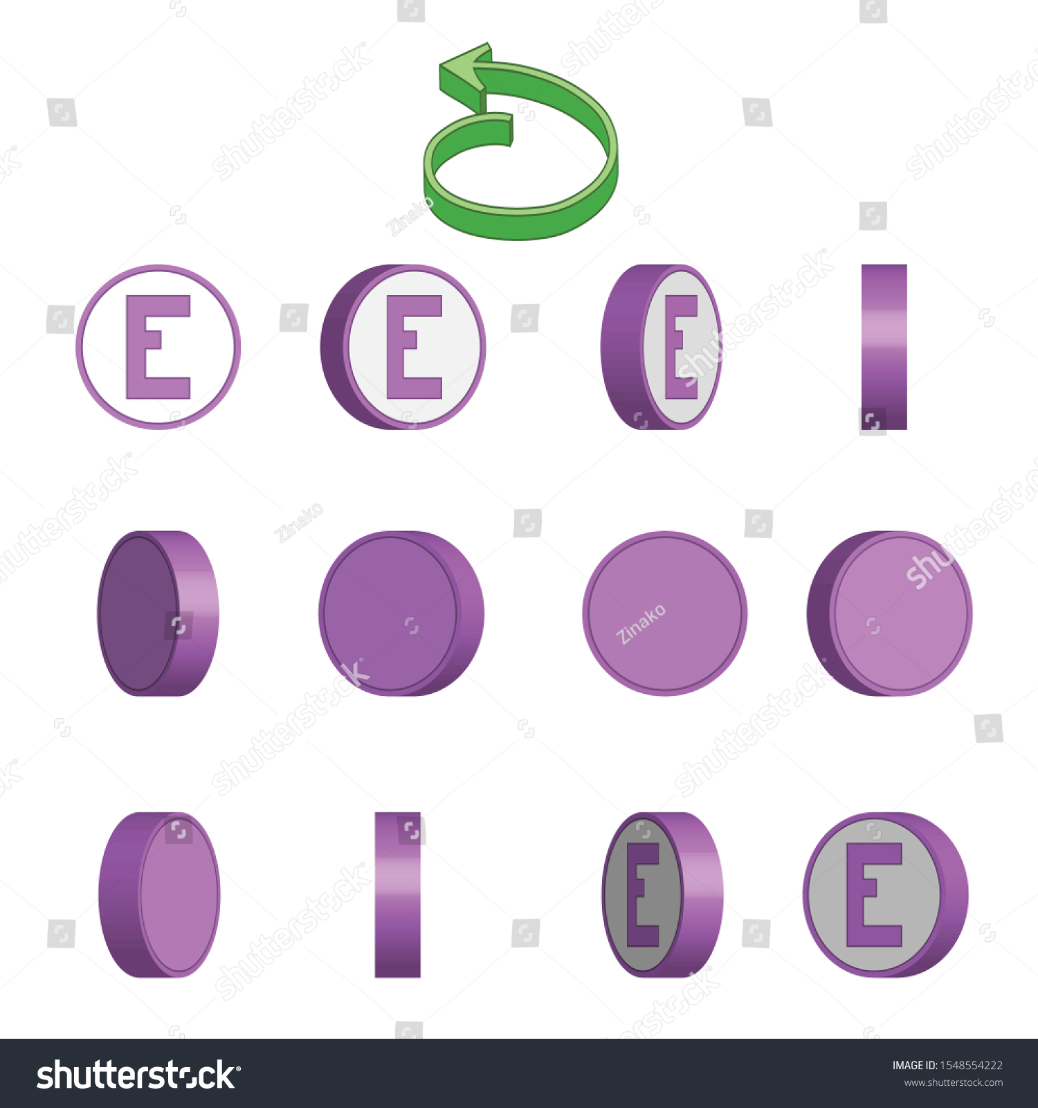 Letter E Circle Rotation Sequence Sprite Stock Vector (Royalty Free ...