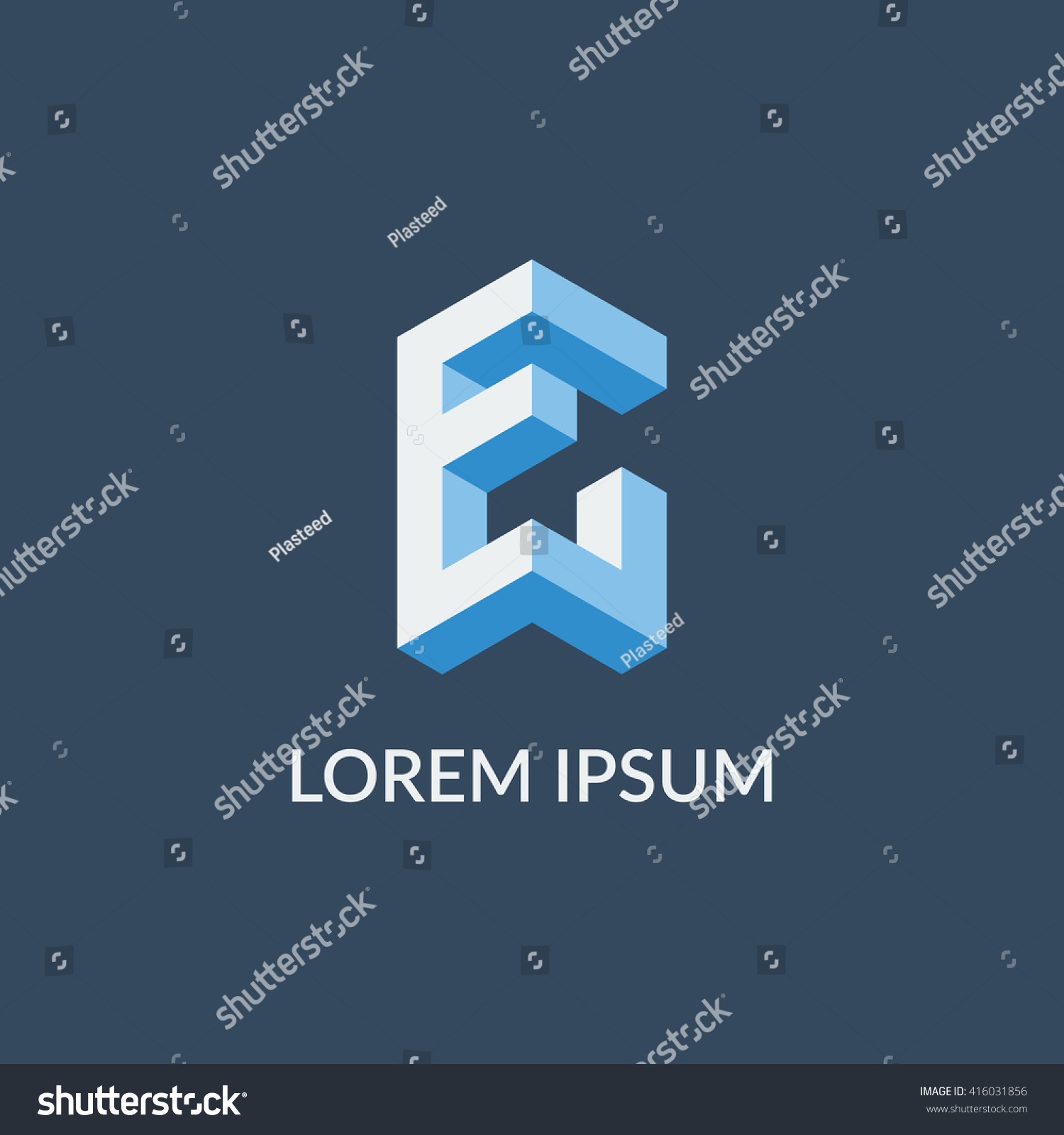Letter E Isometric Logo Design: เวกเตอร์สต็อก (ปลอดค่าลิขสิทธิ์) 416031856