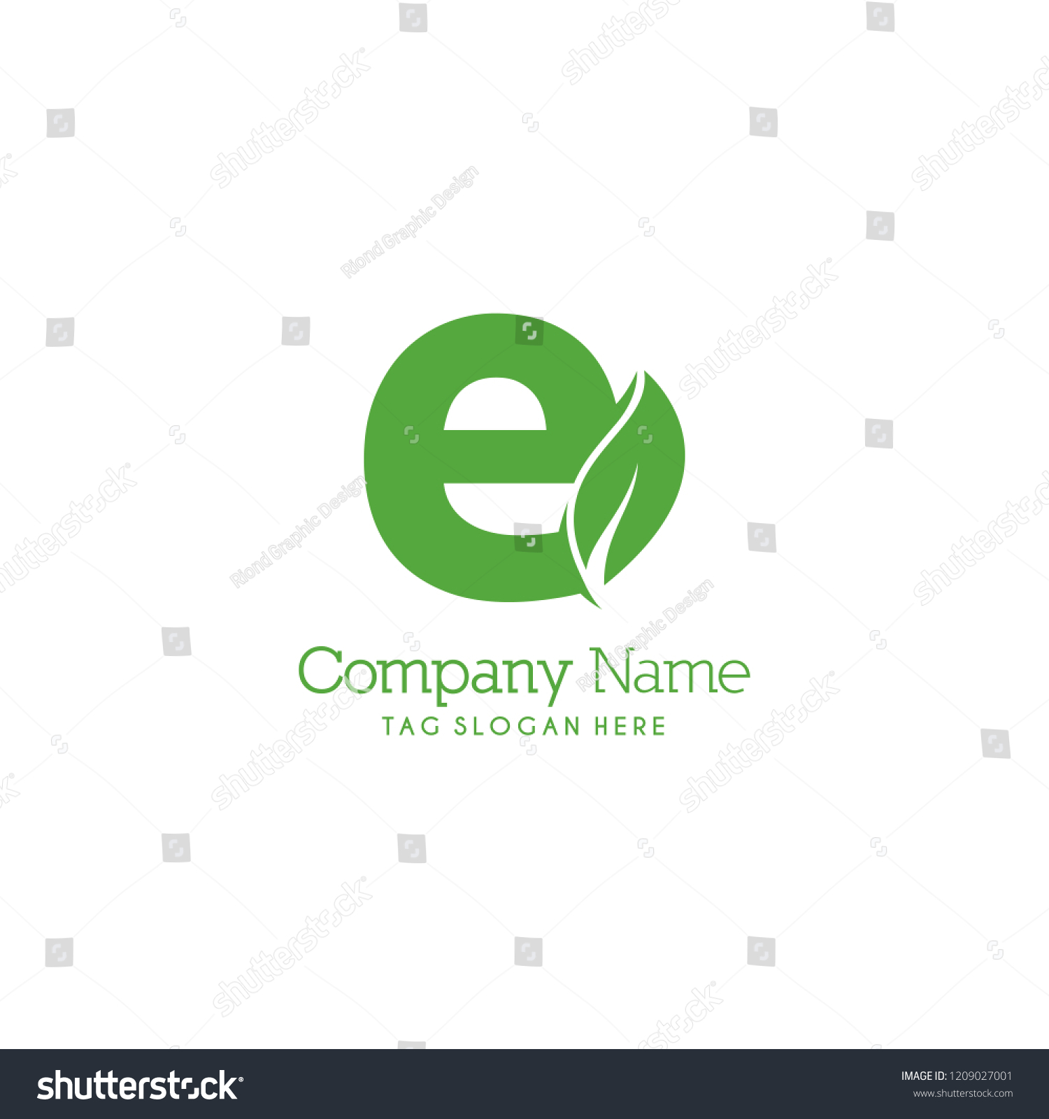 Letter E Leaf Logo Design Vector: vector de stock (libre de regalías) 1209027001 | Shutterstock