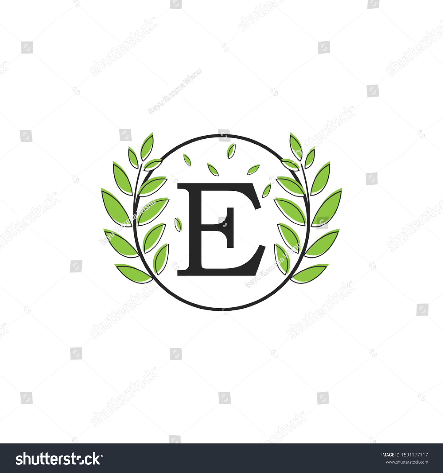 Letter E Leaf Ornamental Logo Design Stock Vector (Royalty Free ...