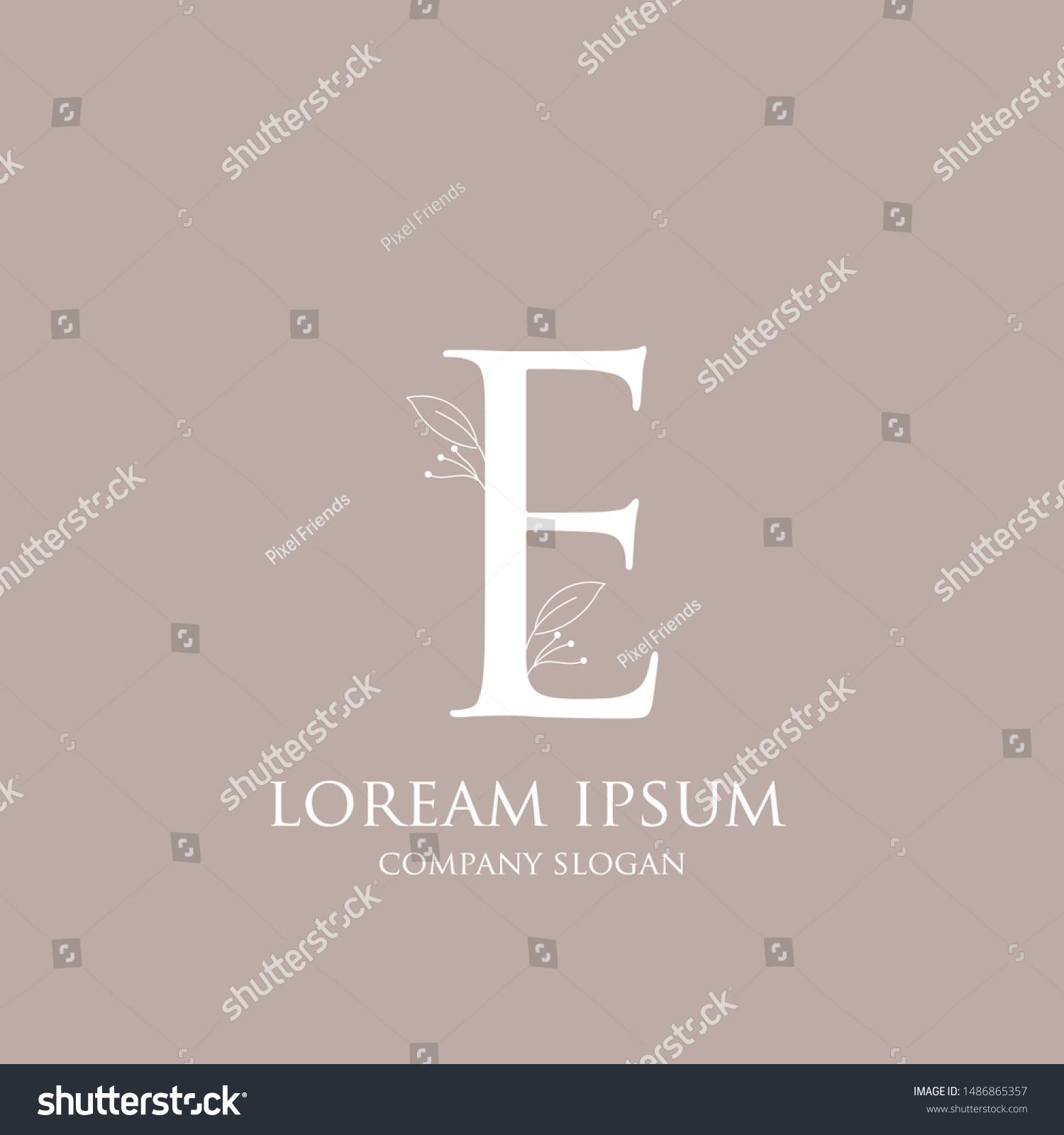 Letter E Simple Minimal Botanical Logo Stock Vector (Royalty Free ...