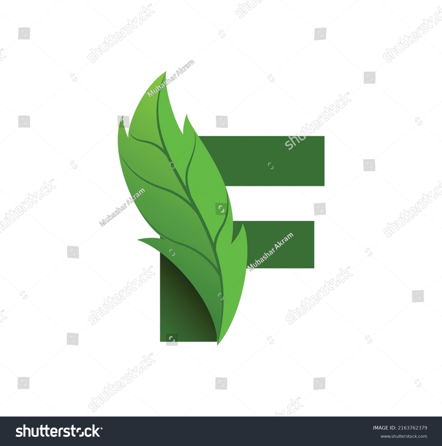 Letter F Leaf Logo Design Vector Stock Vector (Royalty Free) 2163762379 ...