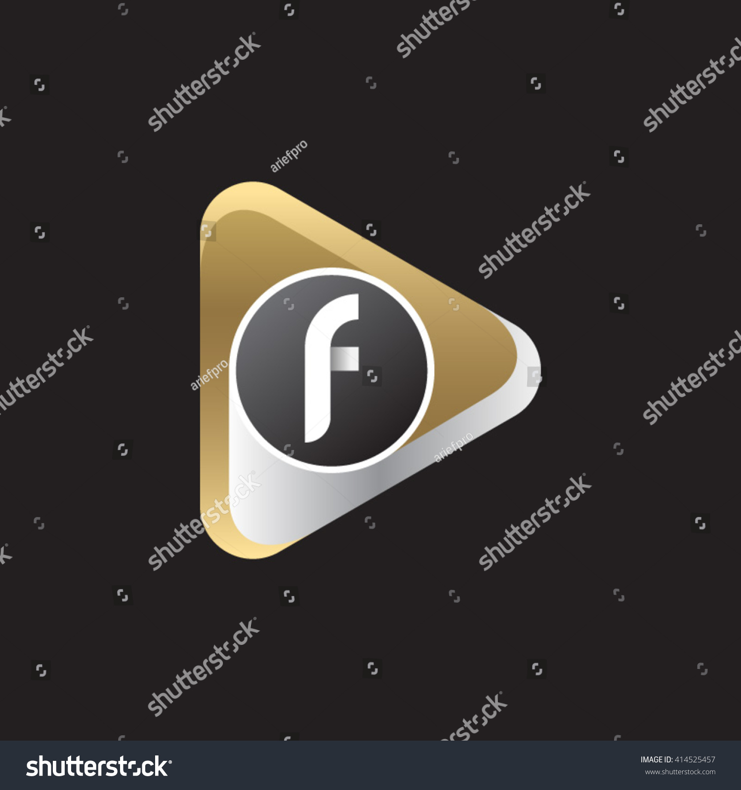 Letter F Rounded Triangular Logo Gold Stock Vector (Royalty Free ...