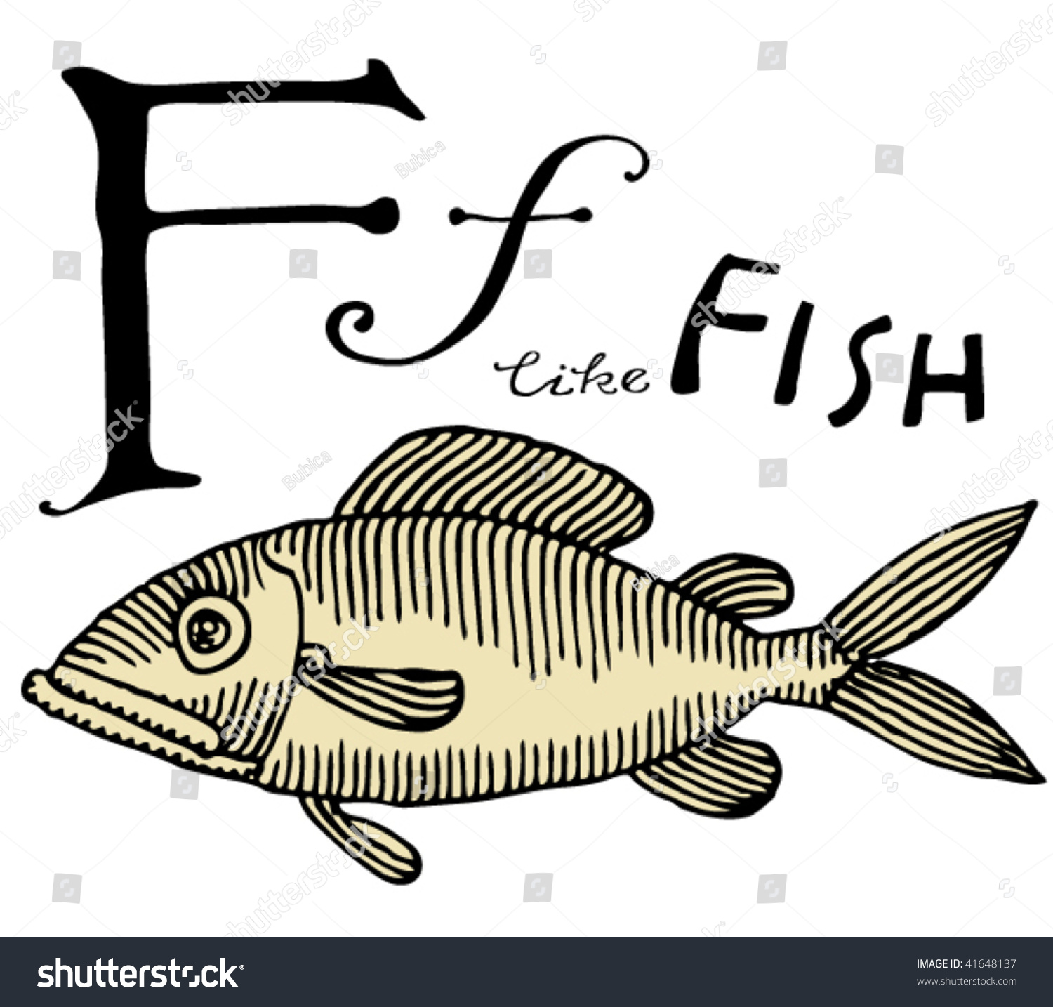 Letter For Fish With Typography Stock Vector Illustration 41648137 ...