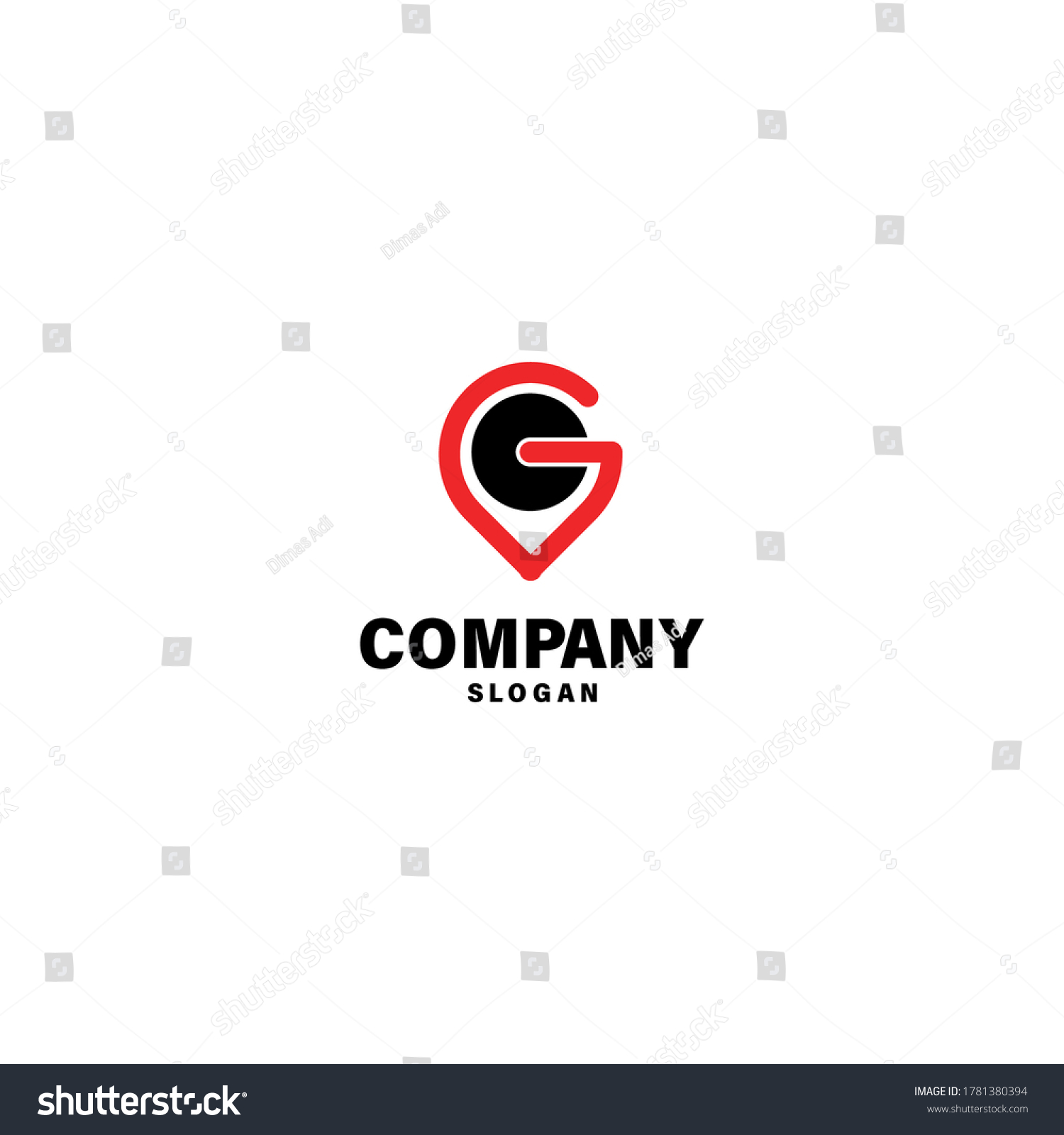 Letter G Pin Point Logo Design Stock Vector (Royalty Free) 1781380394