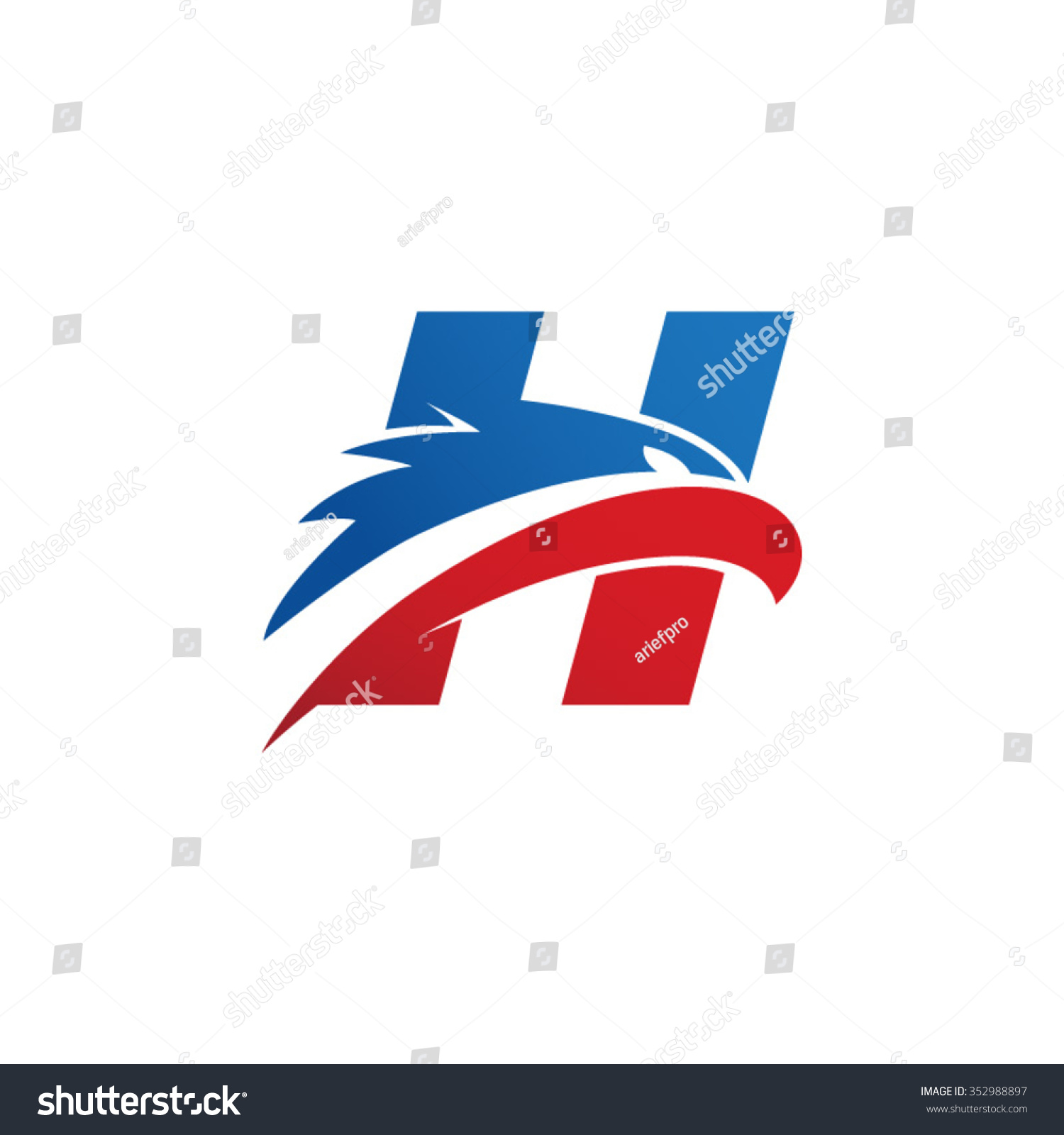 Letter H Eagle Head Red Blue Stock Vector 352988897 - Shutterstock
