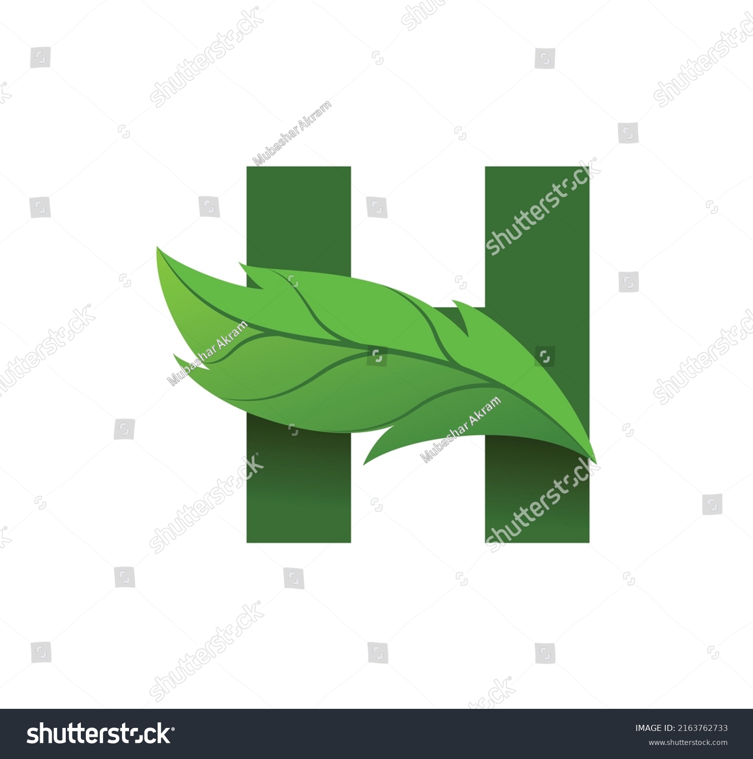 Letter H Leaf Logo Design Vector Stock Vector (Royalty Free) 2163762733 ...